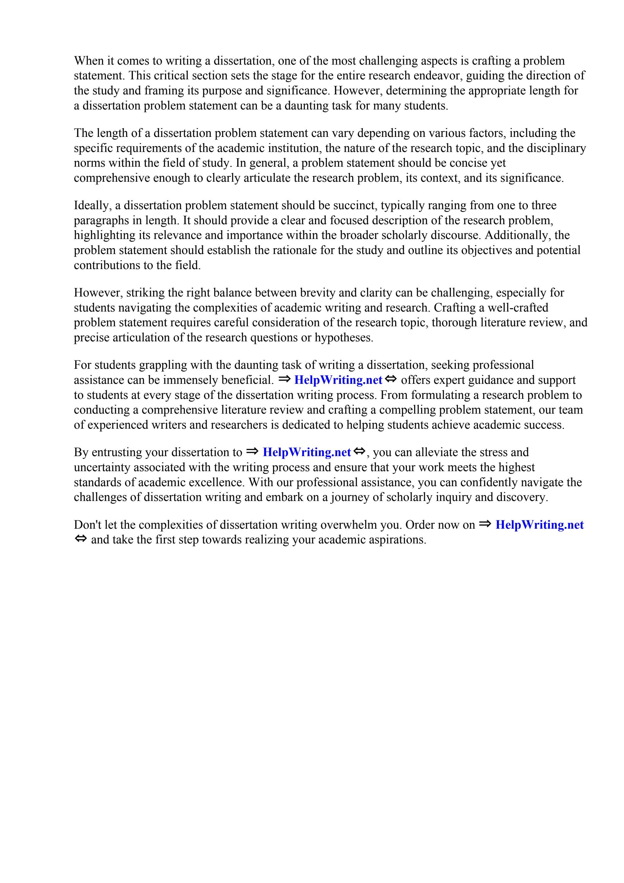 How Long Should A Dissertation Problem Statement Be by Tameka Russell - Issuu