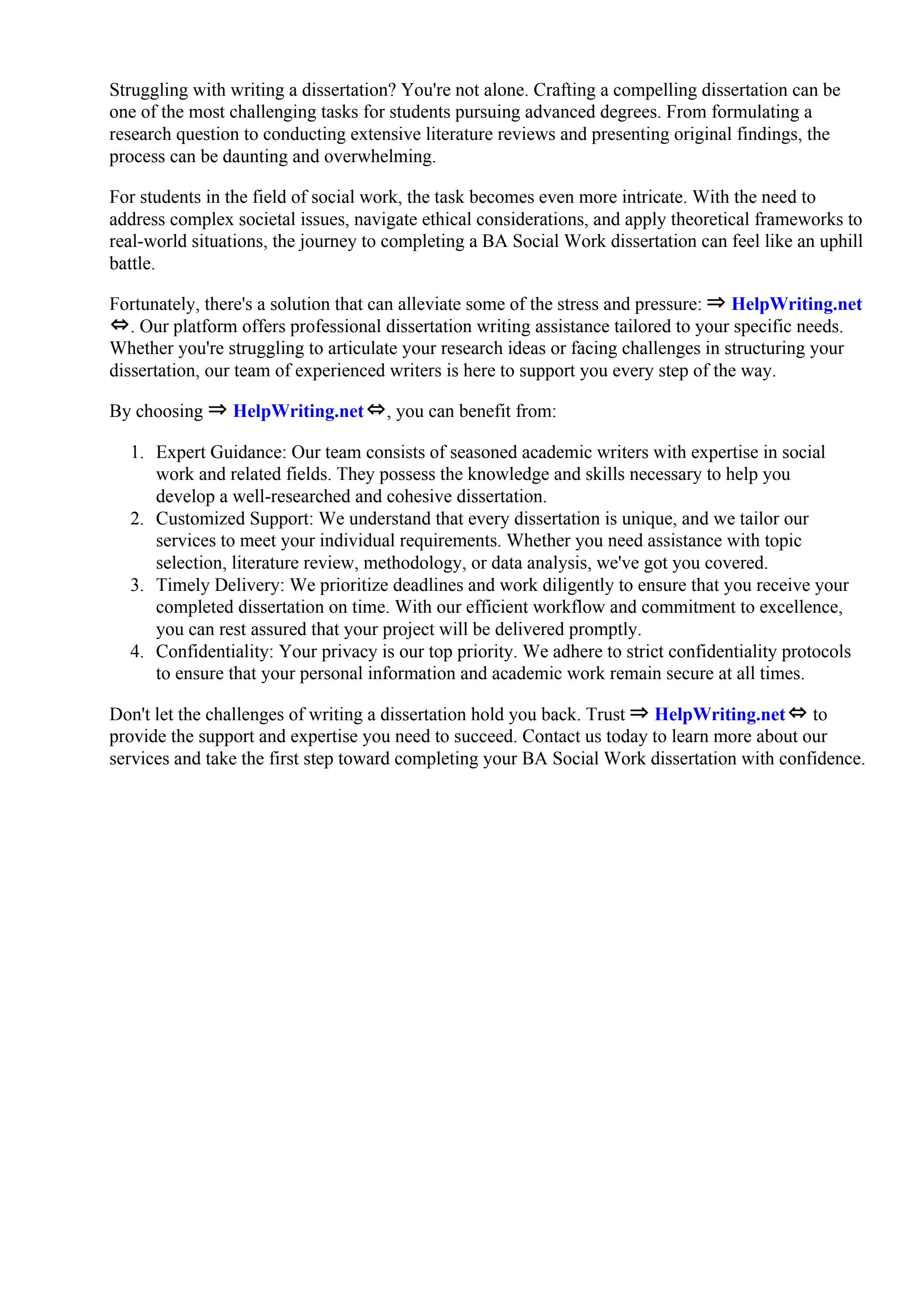 Ba Social Work Dissertation Examples by Glenda House - Issuu