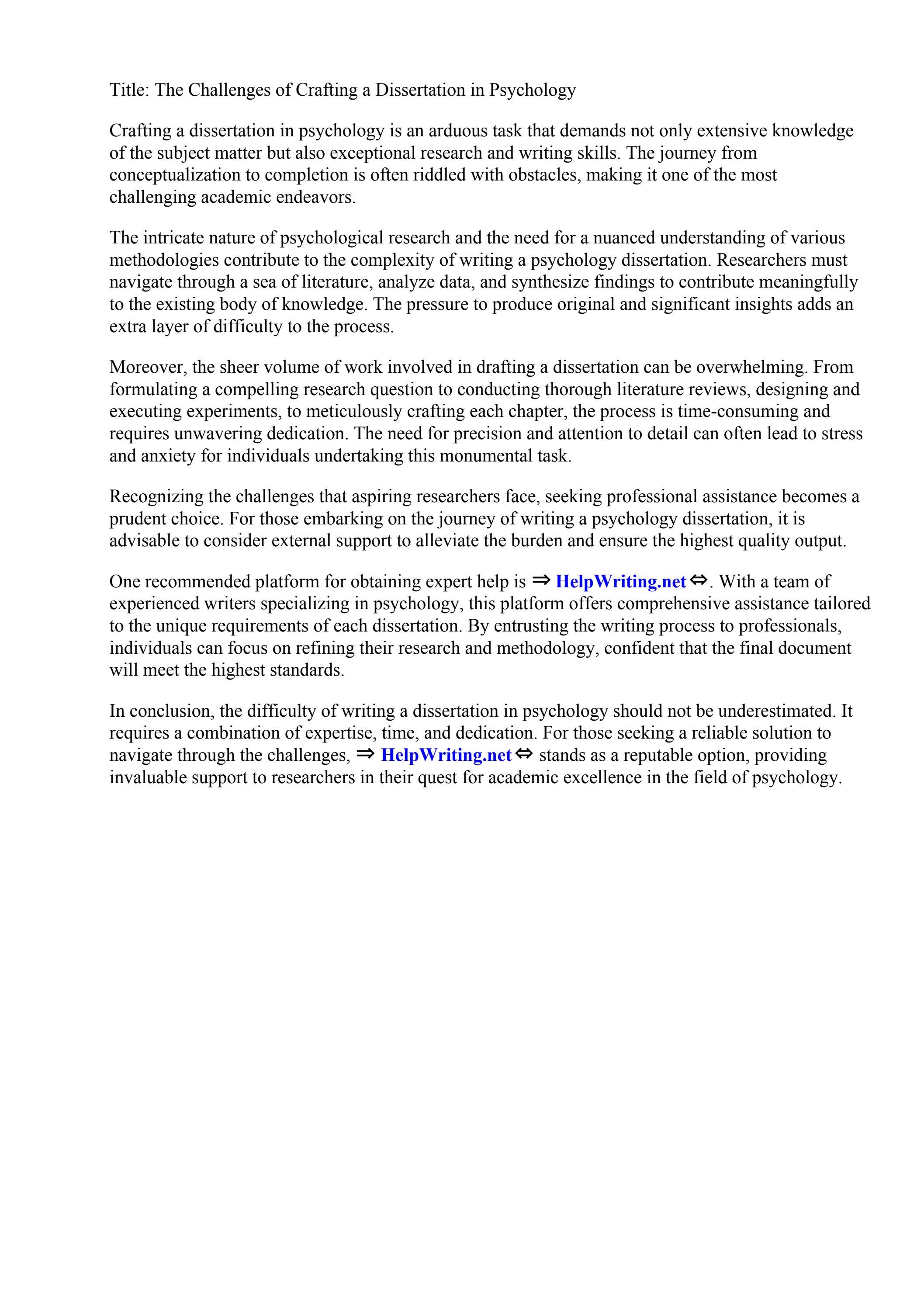 Dissertation Examples For Psychology by Jessica Walcheske - Issuu