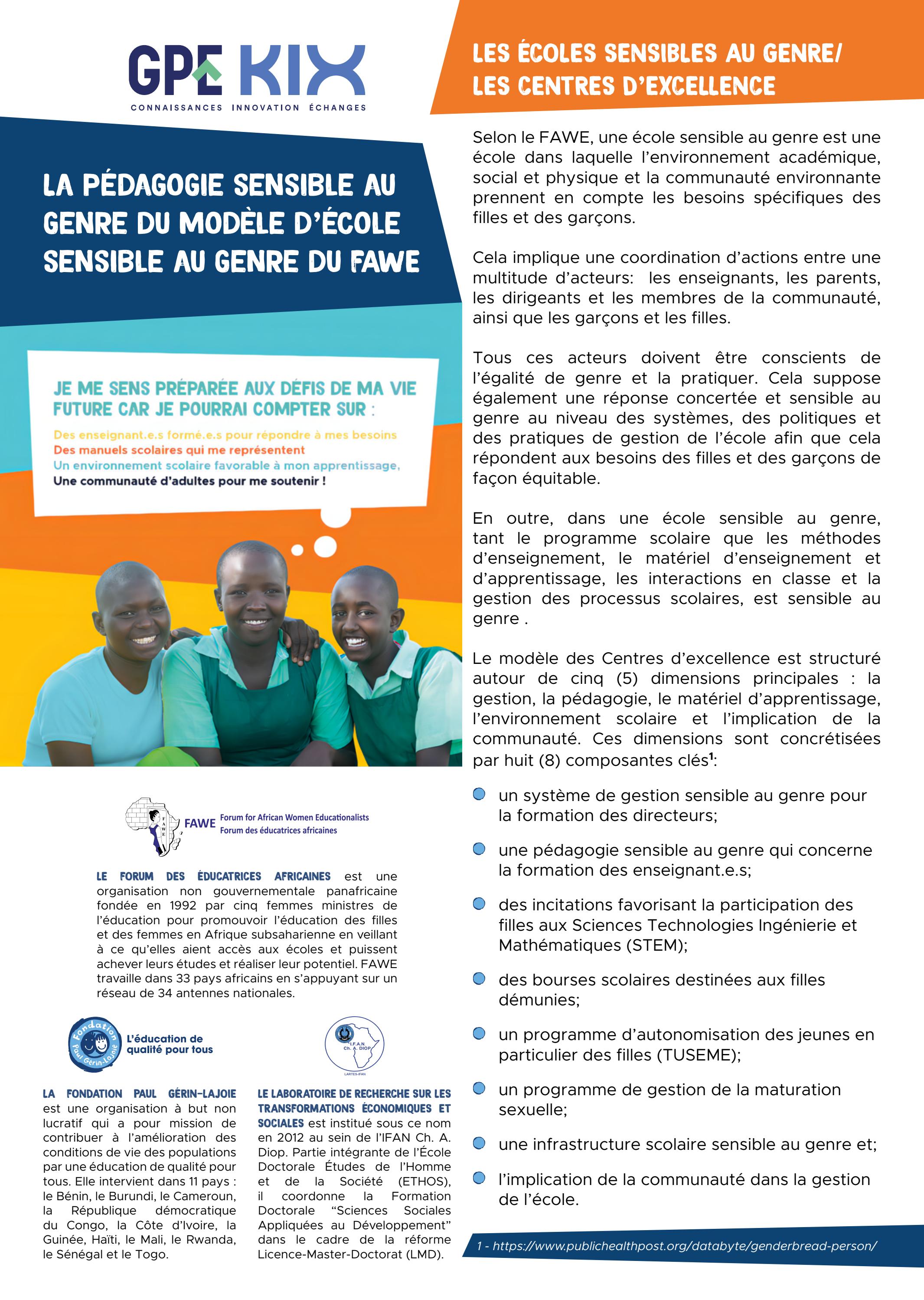 La pédagogie sensible au genre du modèle d’école sensible au genre du ...