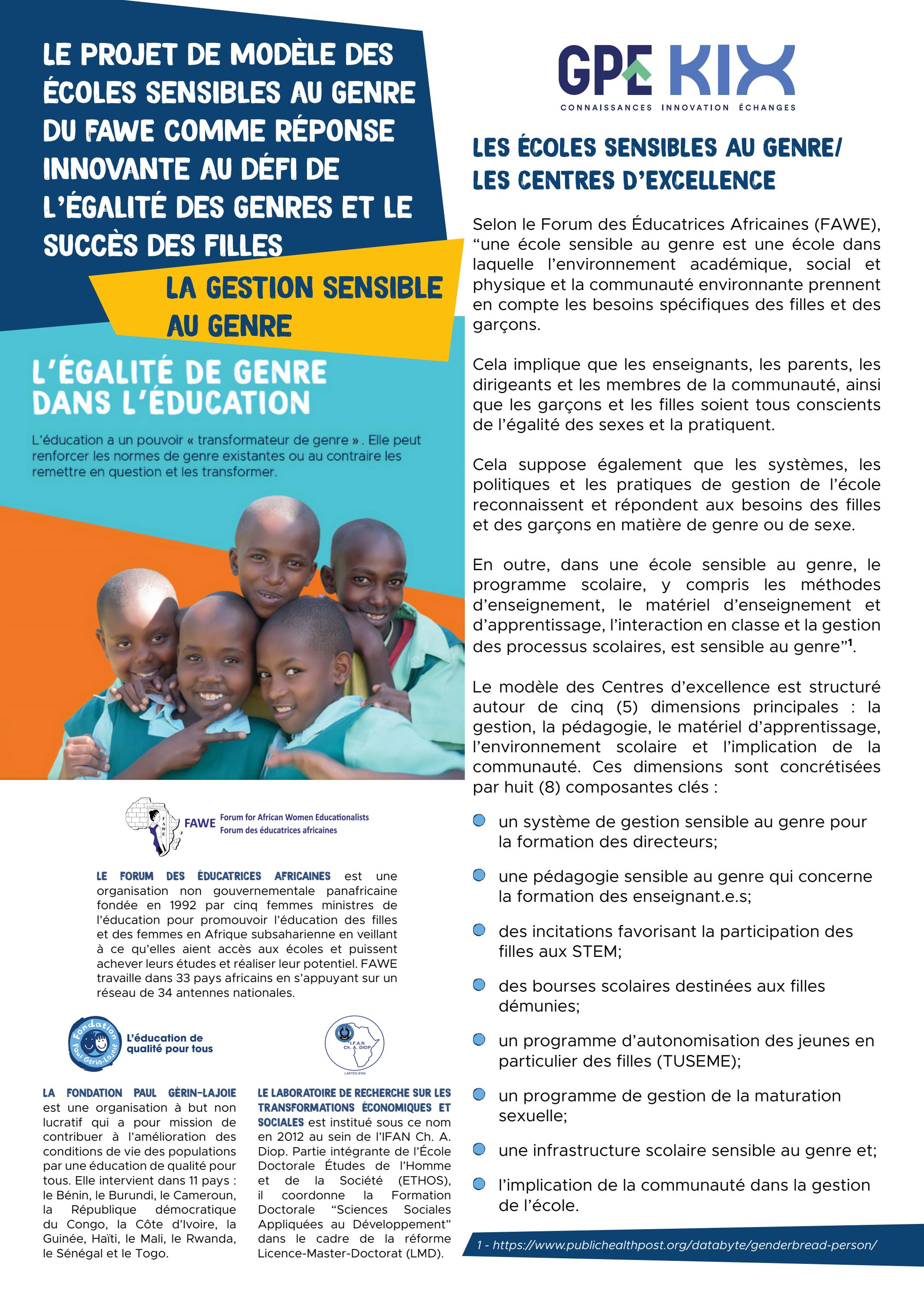 LA GESTION SENSIBLE AU GENRE by Forum for African Women Educationalists ...