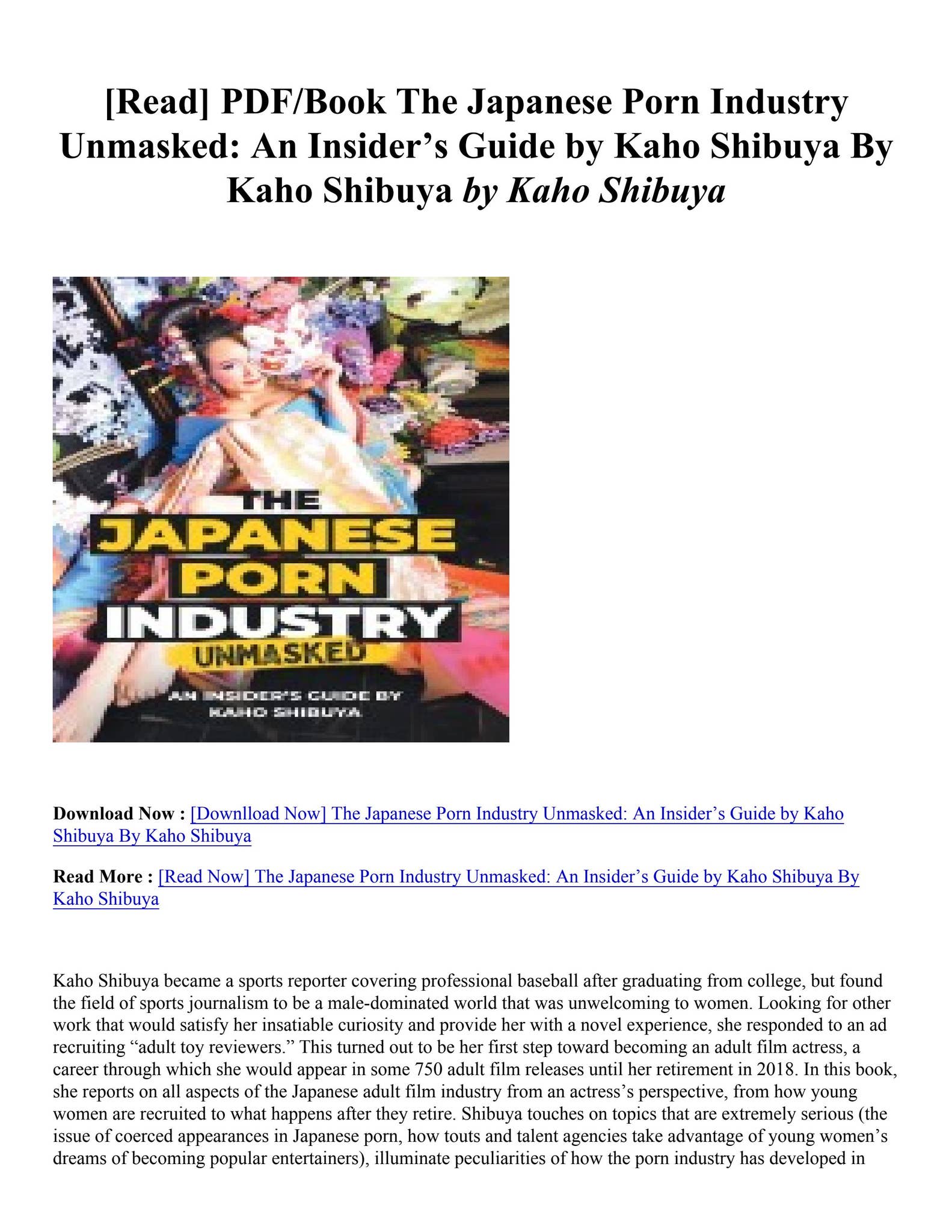 (PDF) Download The Japanese Porn Industry Unmasked: An Insider’s Guide by Kaho Shibuya By Kaho ...