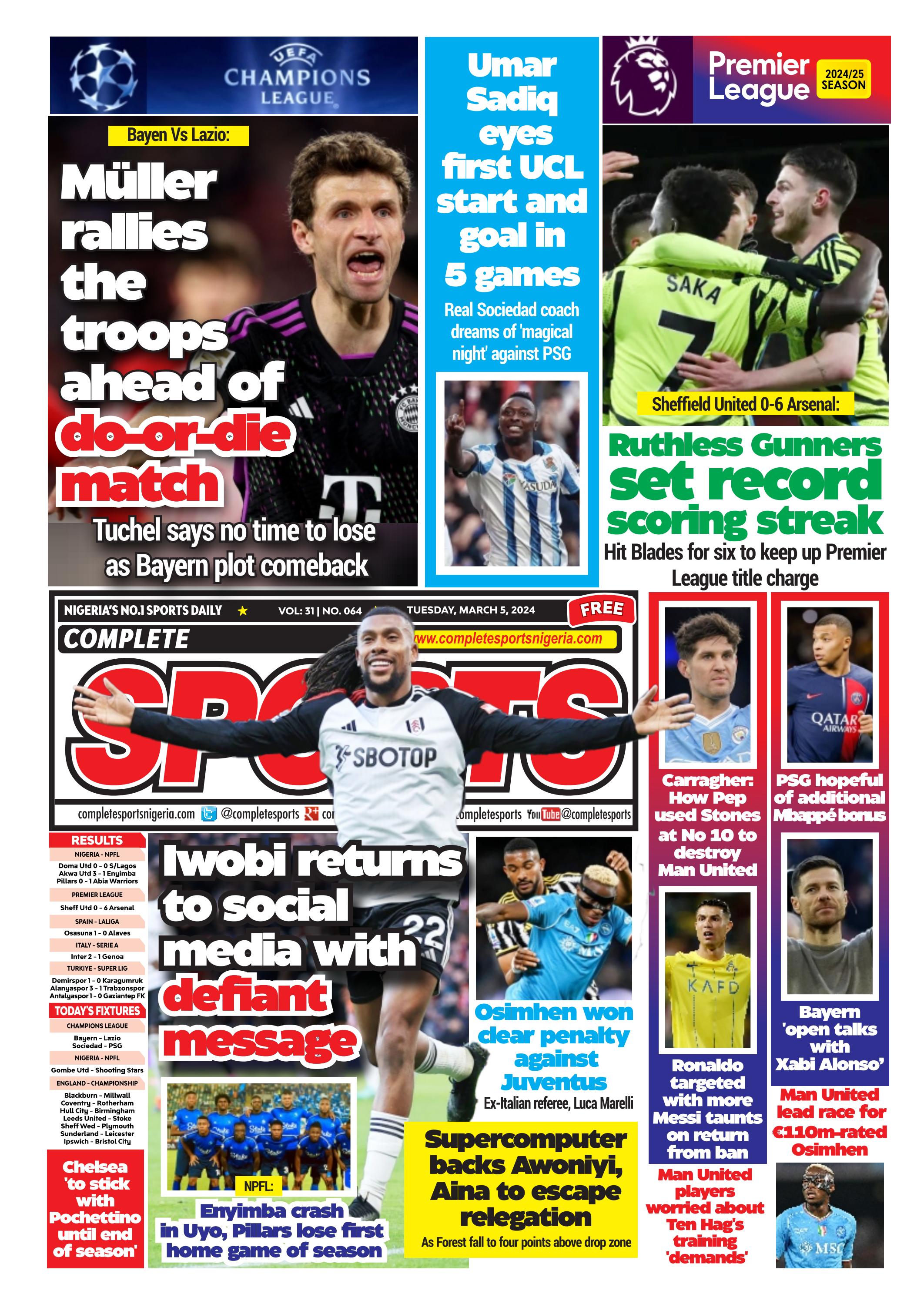 COMPLETE SPORTS - TUESDAY, MARCH 05, 2024 by Complete Sports - Issuu