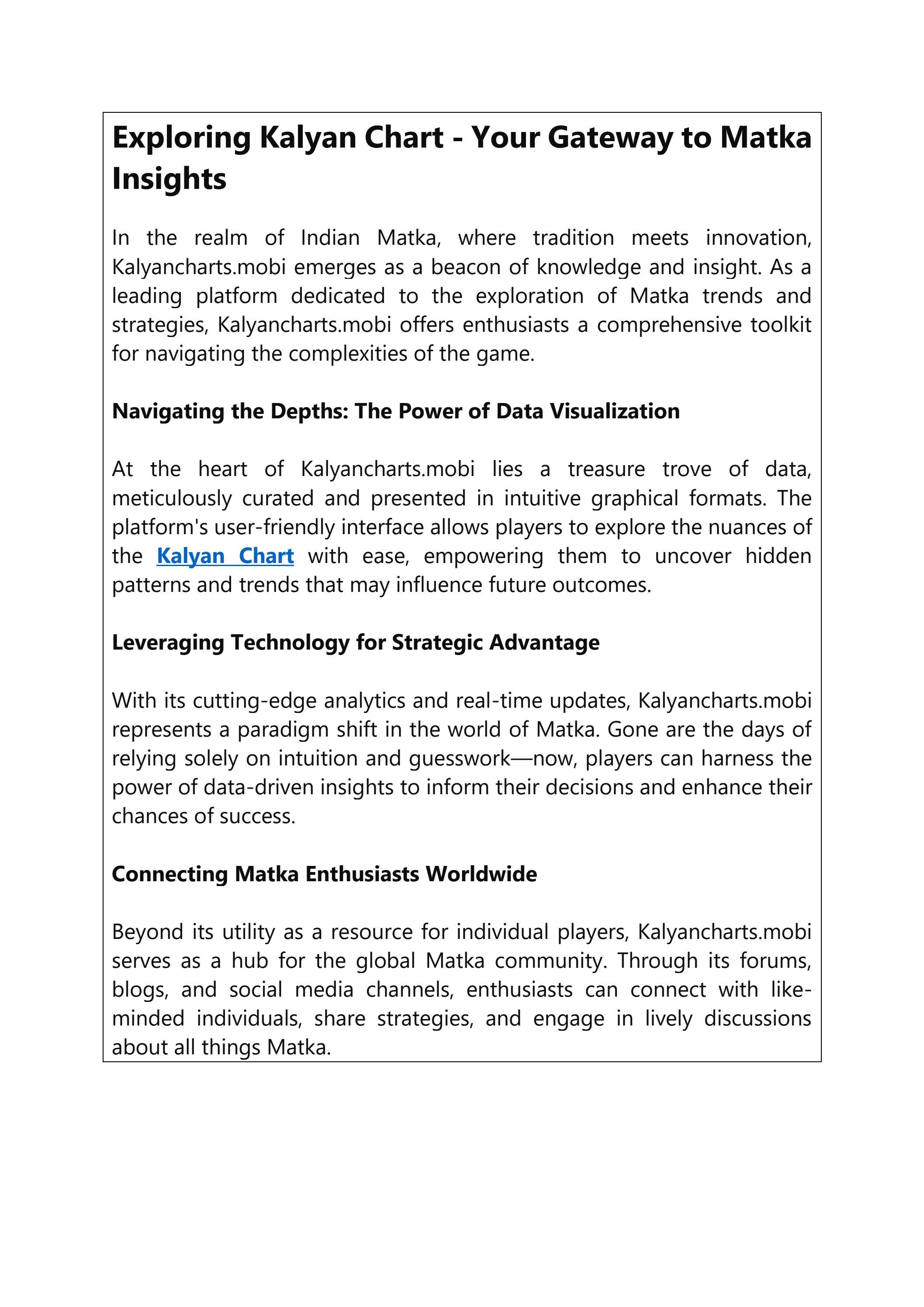 Exploring Kalyan Chart - Your Gateway to Matka Insights by Kalyan Chart ...