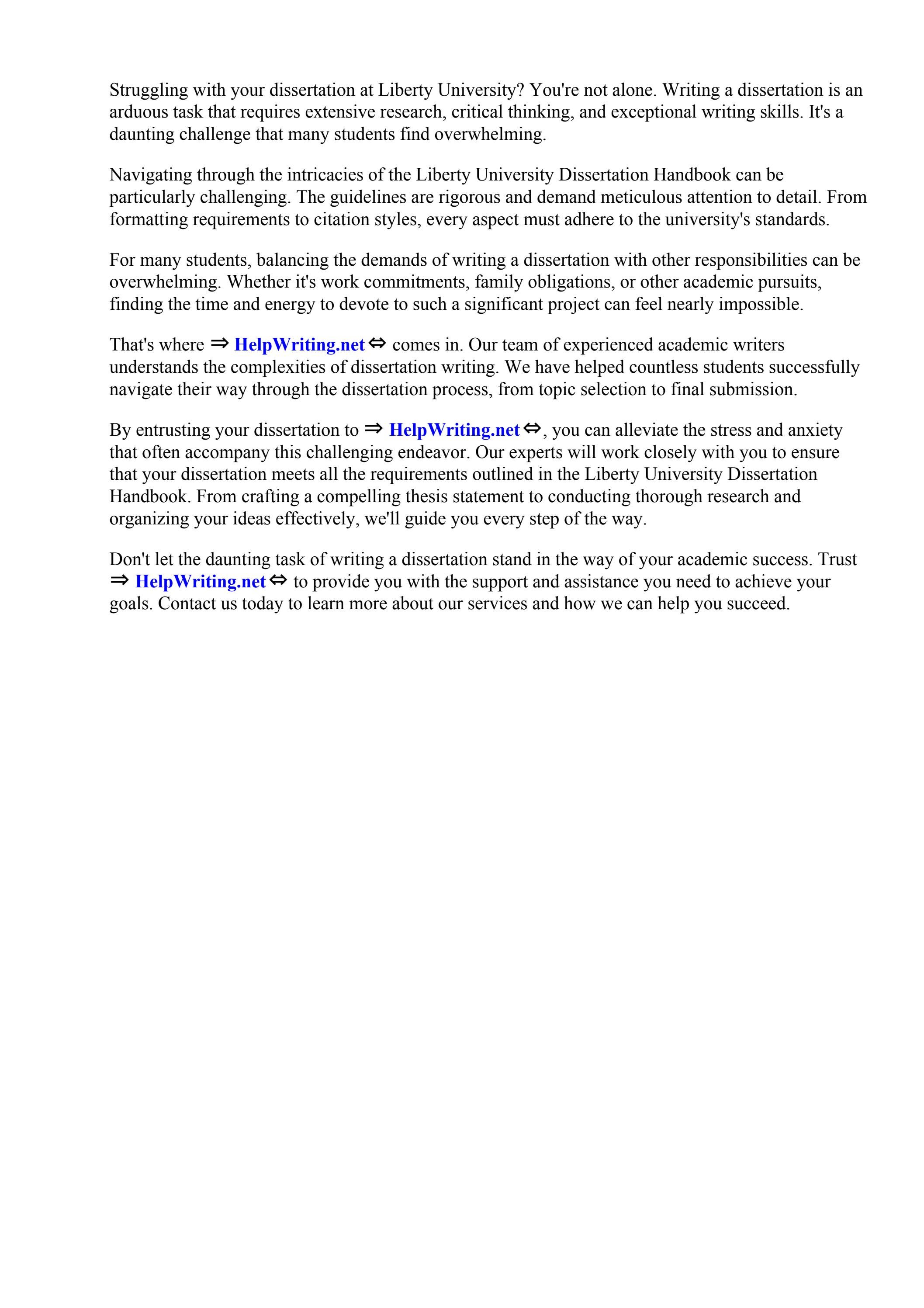 Liberty University Dissertation Handbook by Karen Howard - Issuu