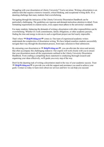 Liberty University Dissertation Handbook by Karen Howard - Issuu