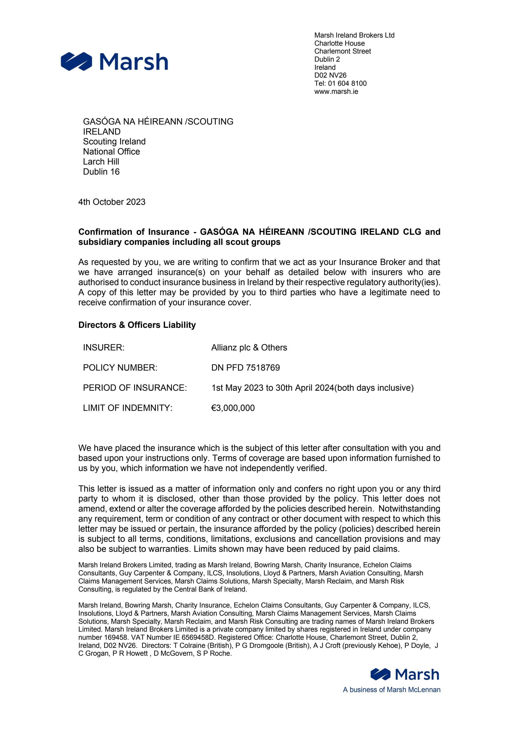 Confirmation of Cover Letter - 2023 Marsh by Scouting Ireland - Issuu