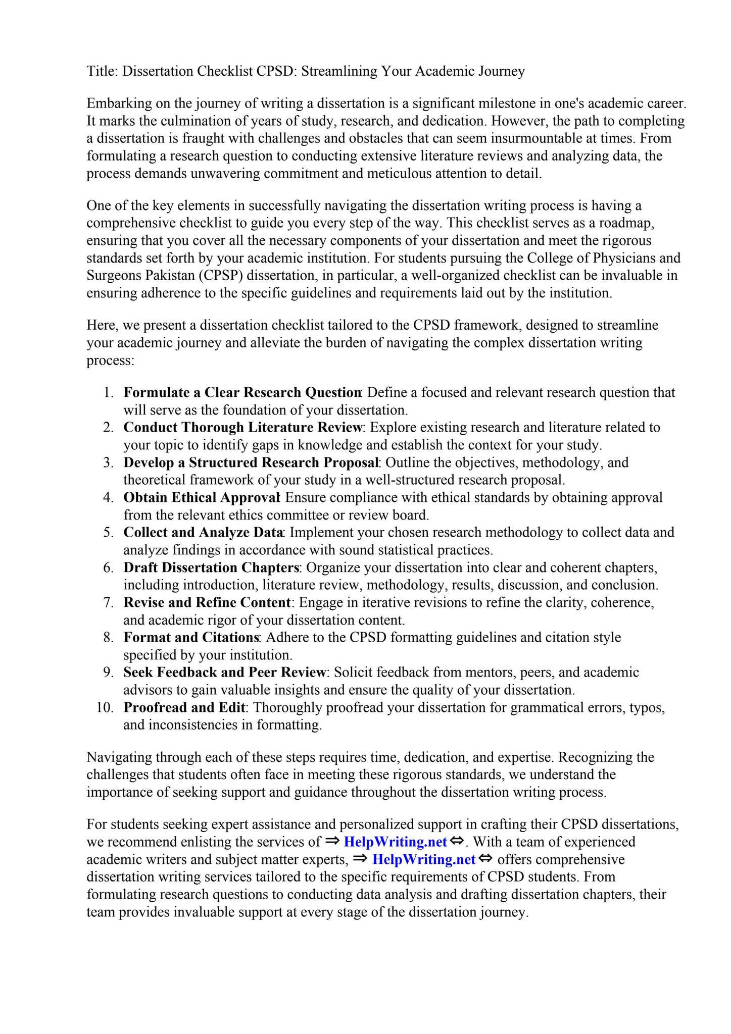 Dissertation Checklist Cpsp by Regina Sutton - Issuu