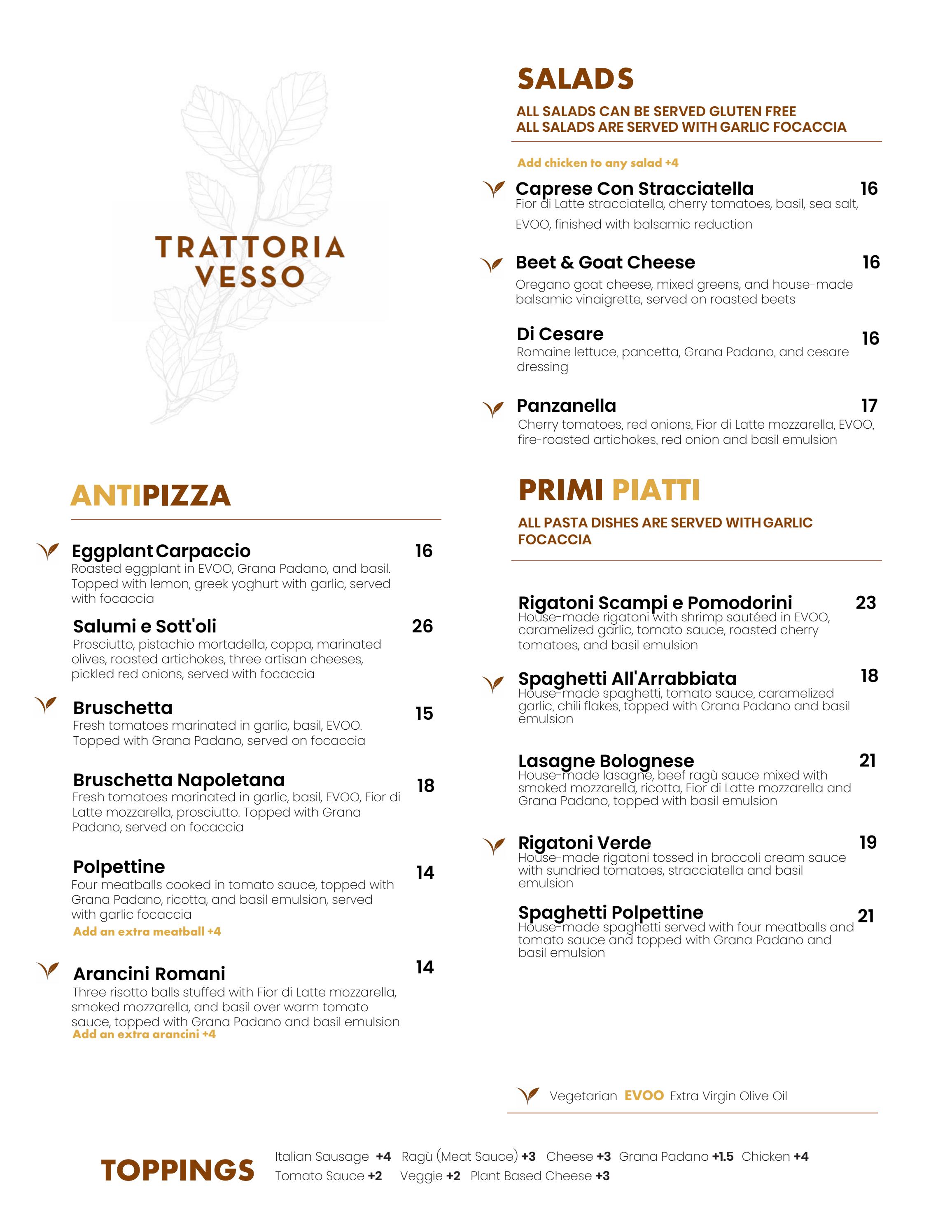 Trattoria Vesso Halifax Menu by trattoriavesso - Issuu