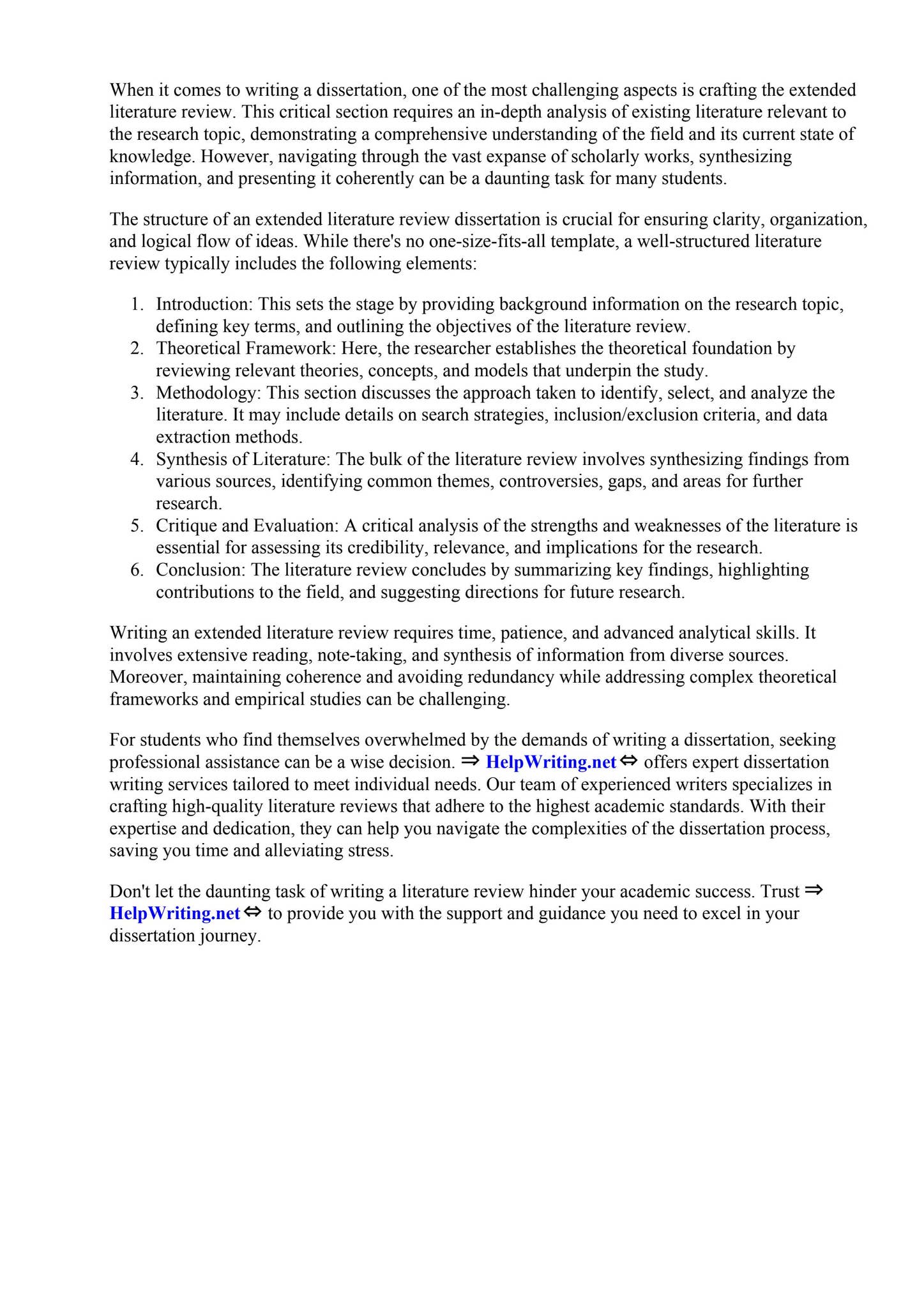 Extended Literature Review Dissertation Structure by Mande Goisovich ...