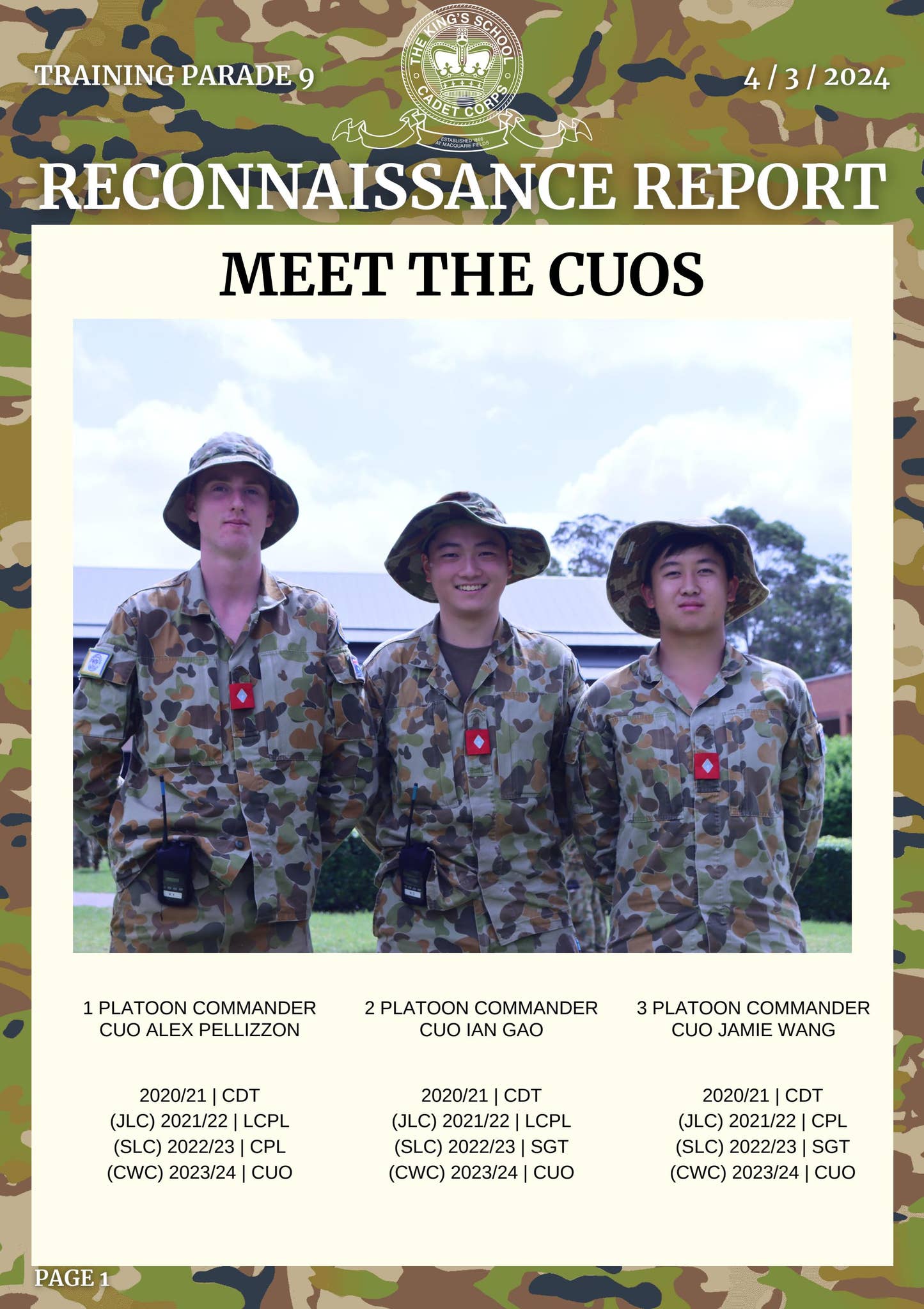Reconnaissance Report Training Parade 9 by thekingsschool_official - Issuu