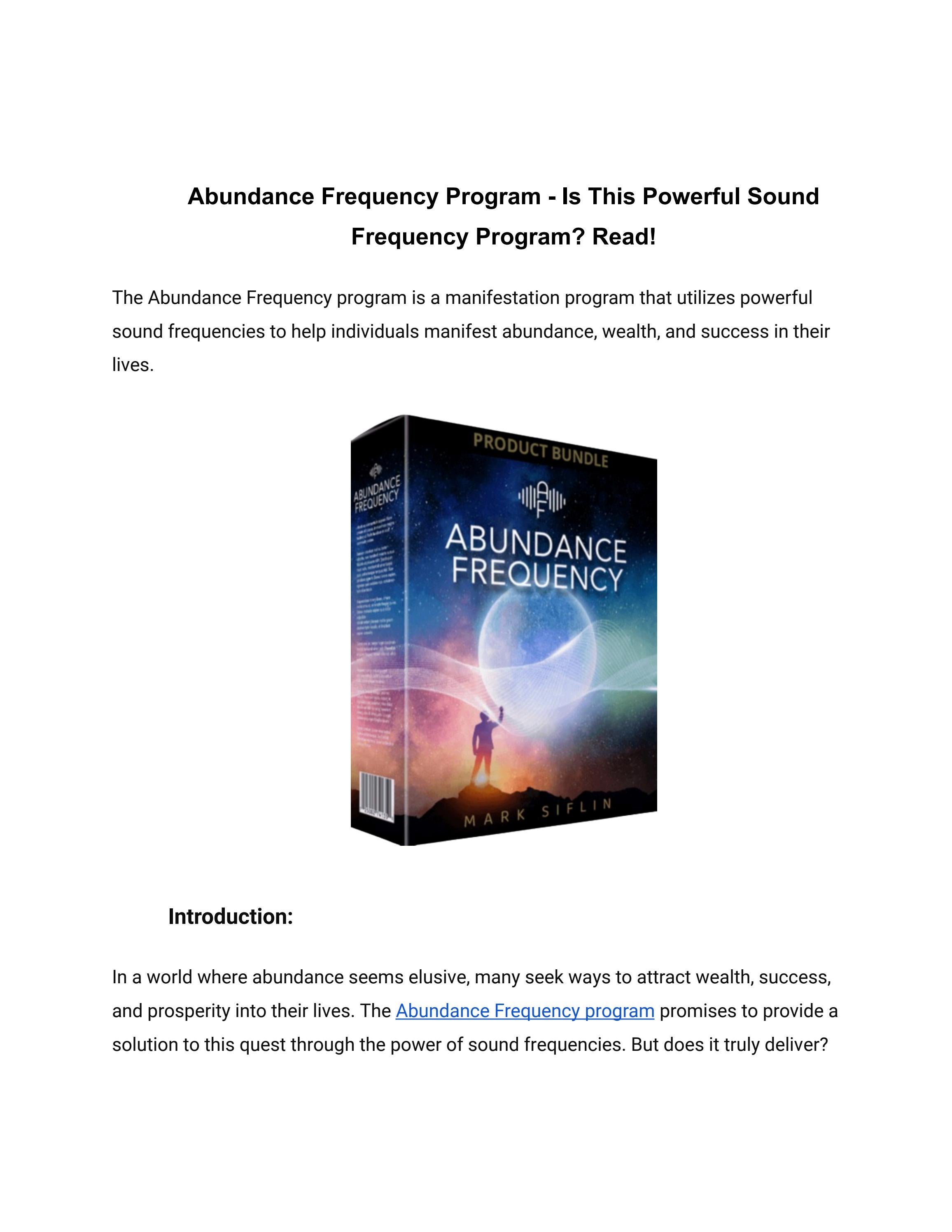 Abundance Frequency Program - Is This Powerful Sound Frequency Program? Read! by ...