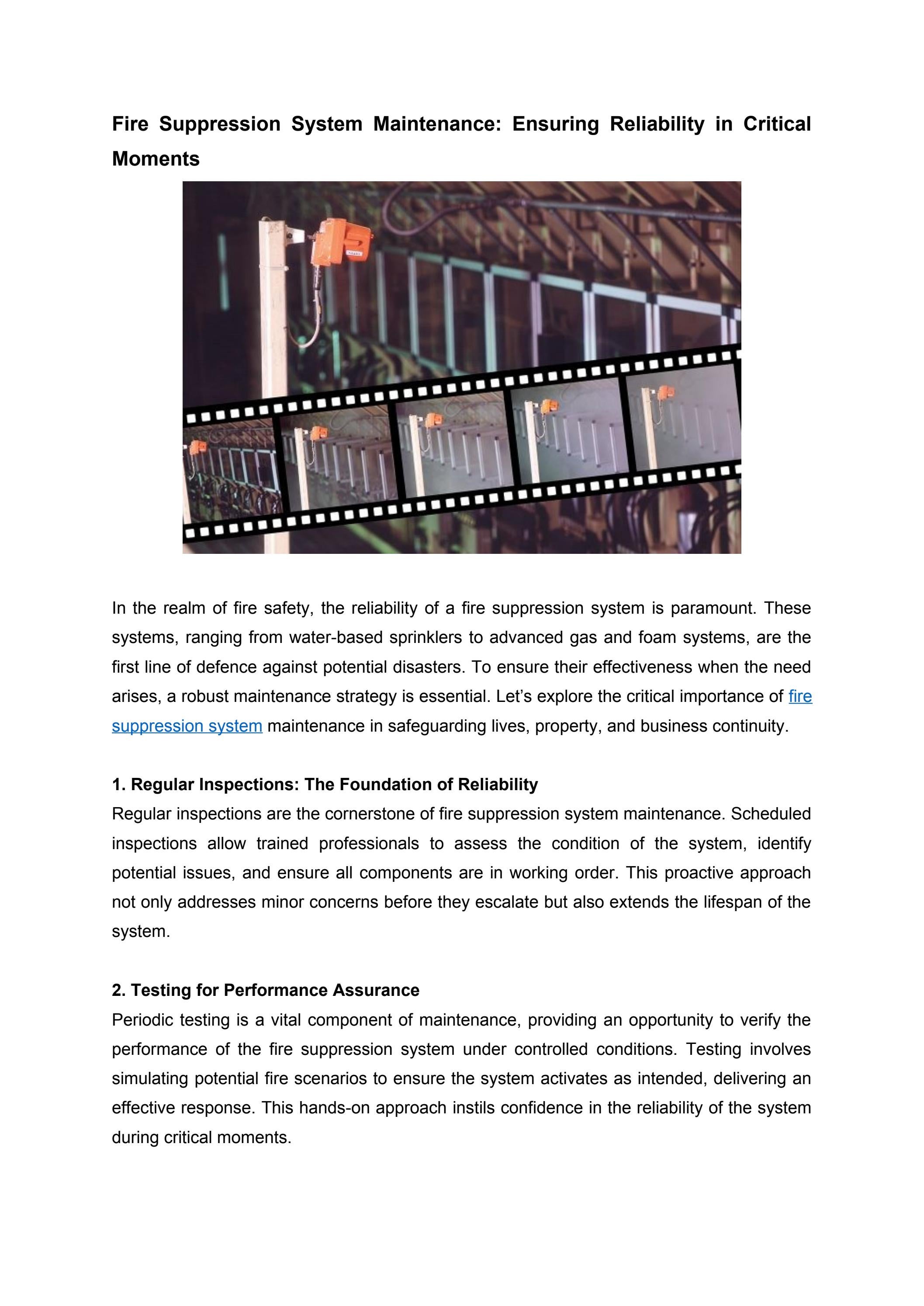 Fire Suppression System Maintenance Ensuring Reliability in Critical ...