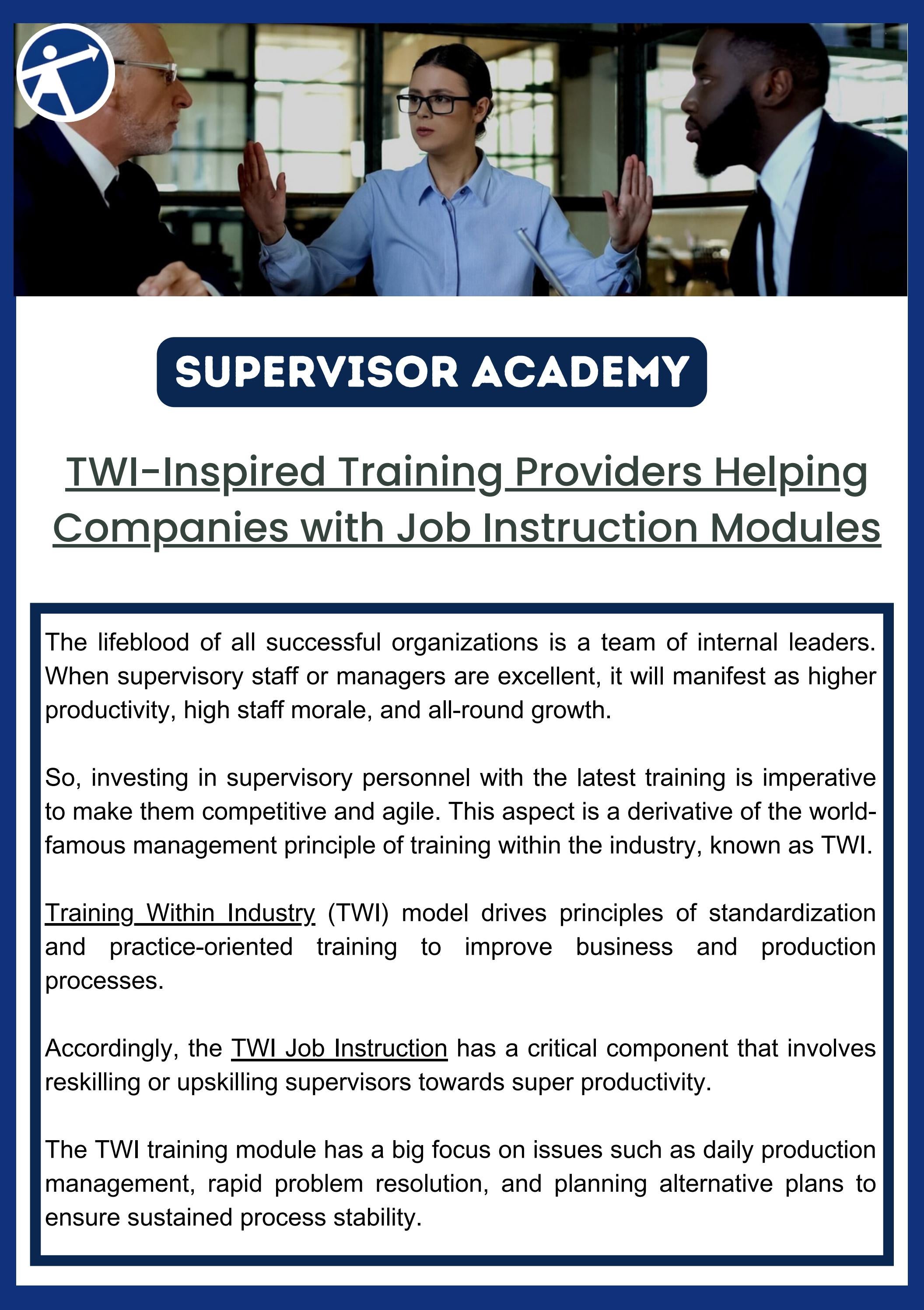 TWI-Inspired Training Providers Helping Companies with Job Instruction ...