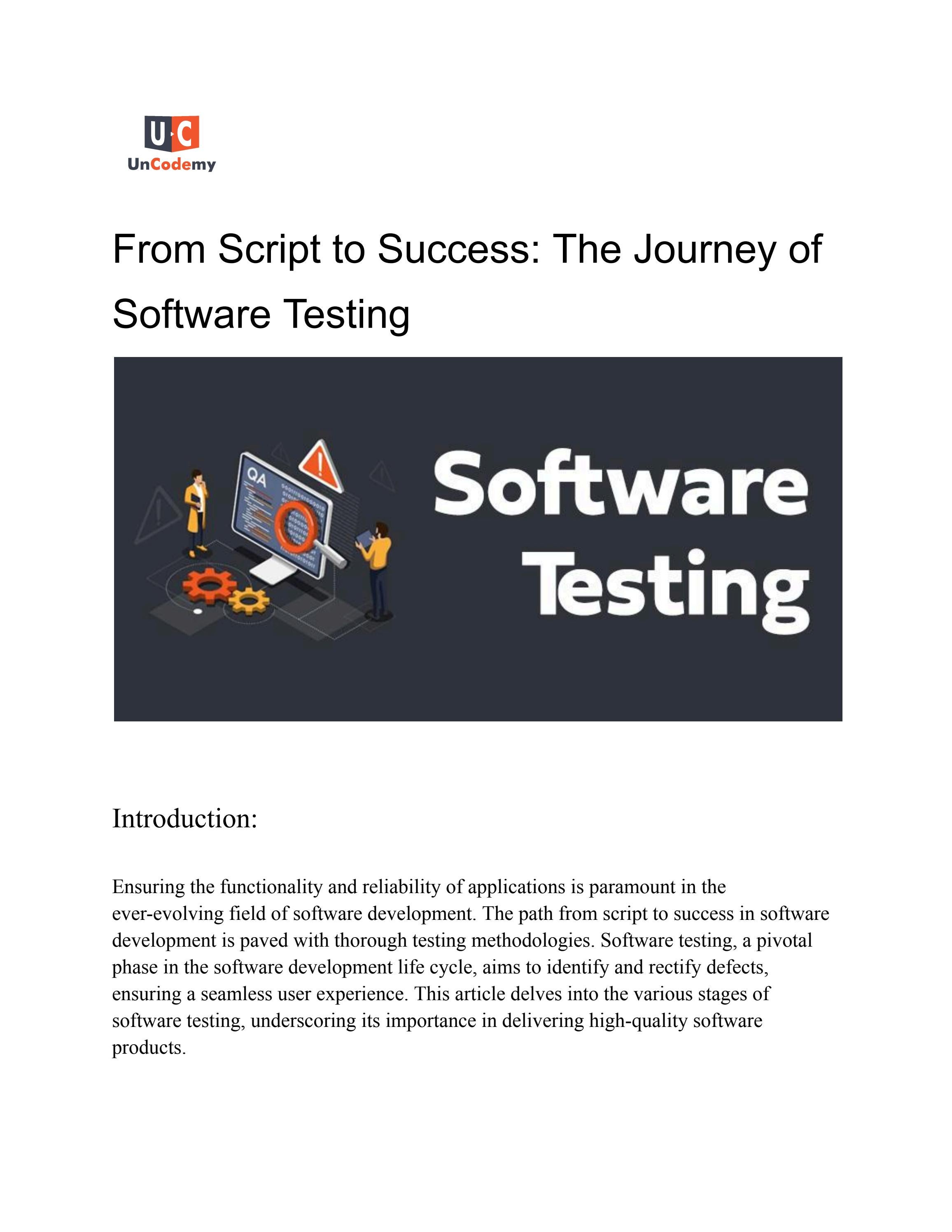 From Script to Success: The Journey of Software Testing by Vaishali pal ...