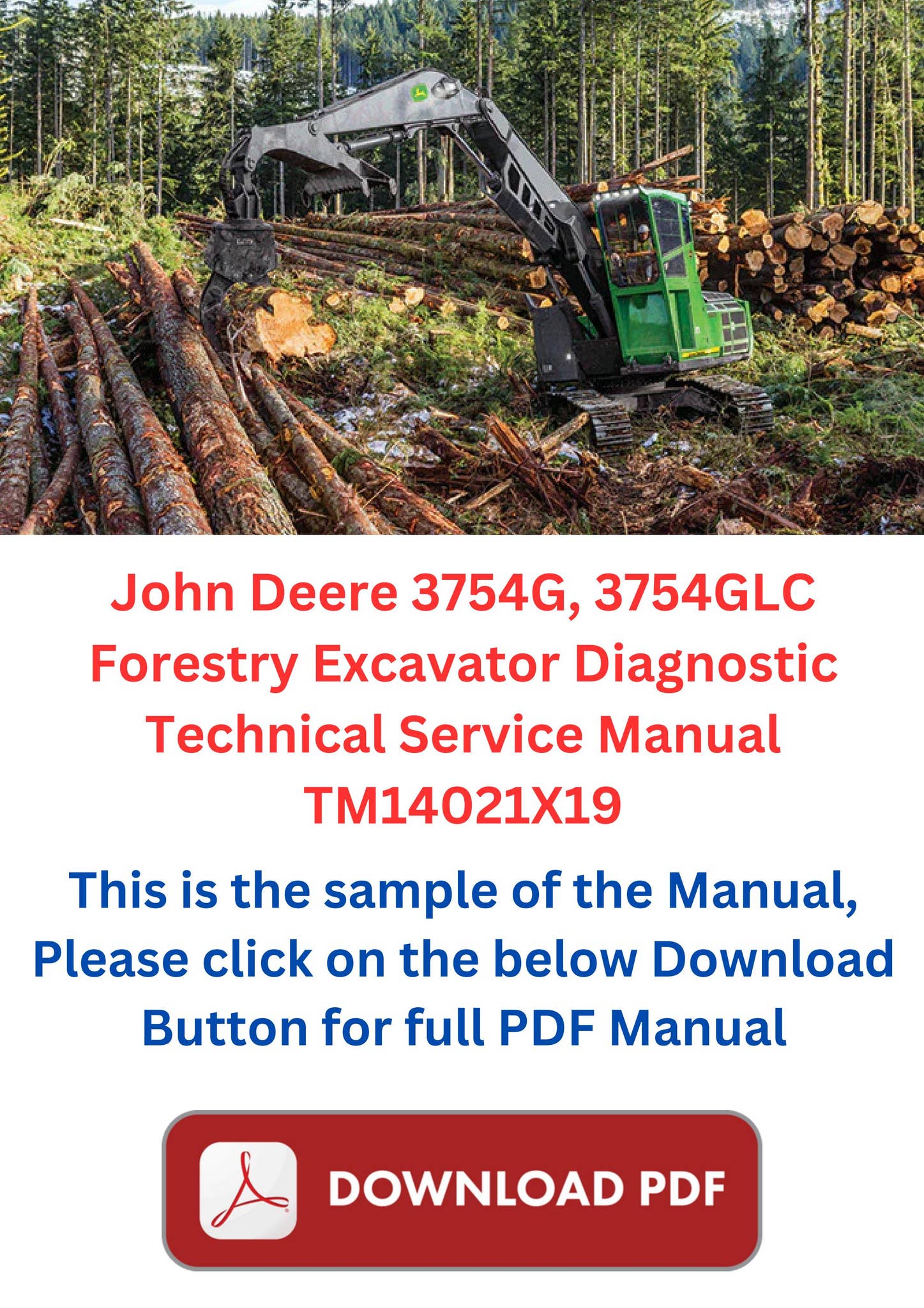John Deere 3754G, 3754GLC Forestry Excavator Diagnostic Technical ...
