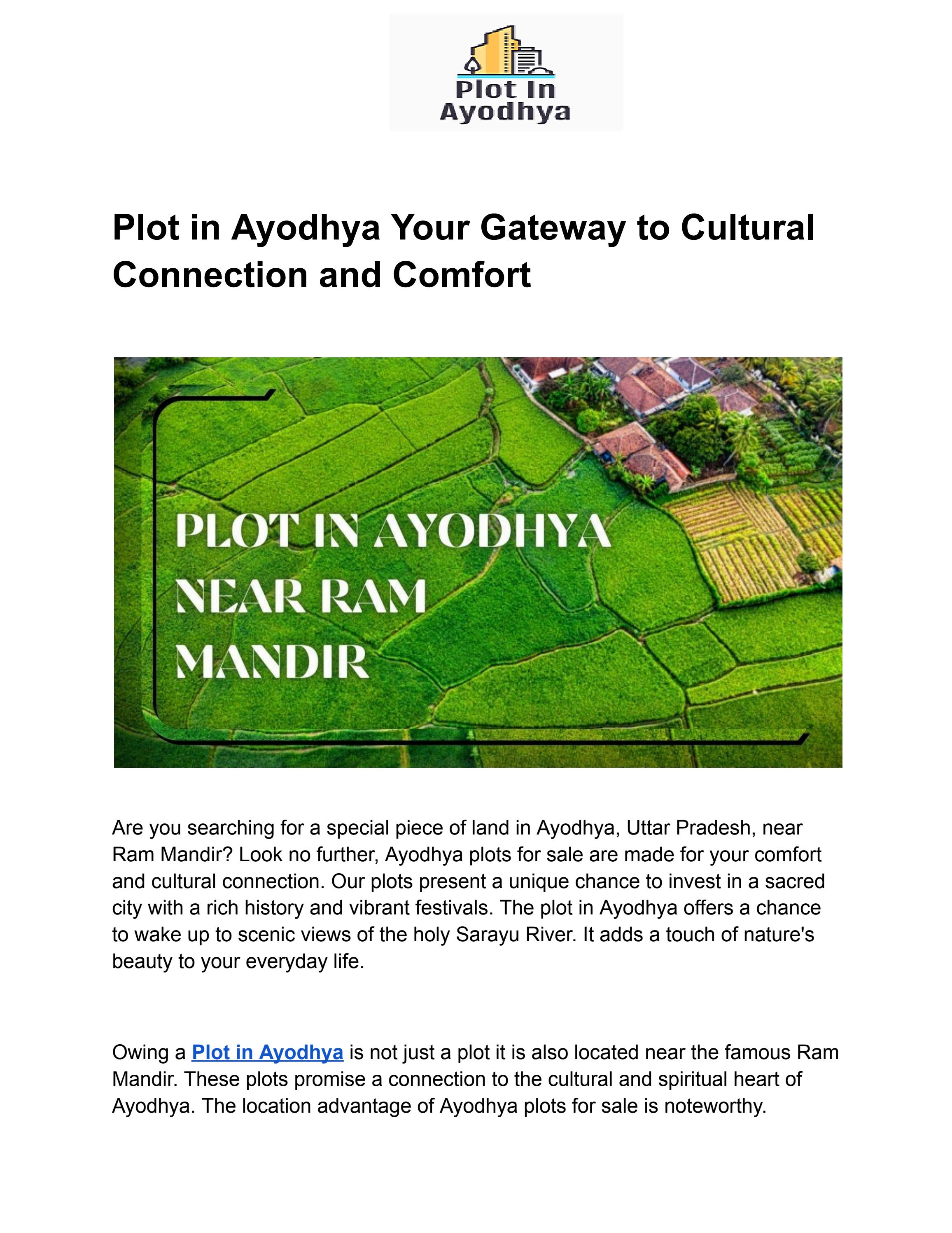 Plot in Ayodhya Your Gateway to Cultural Connection and Comfort by Plot ...