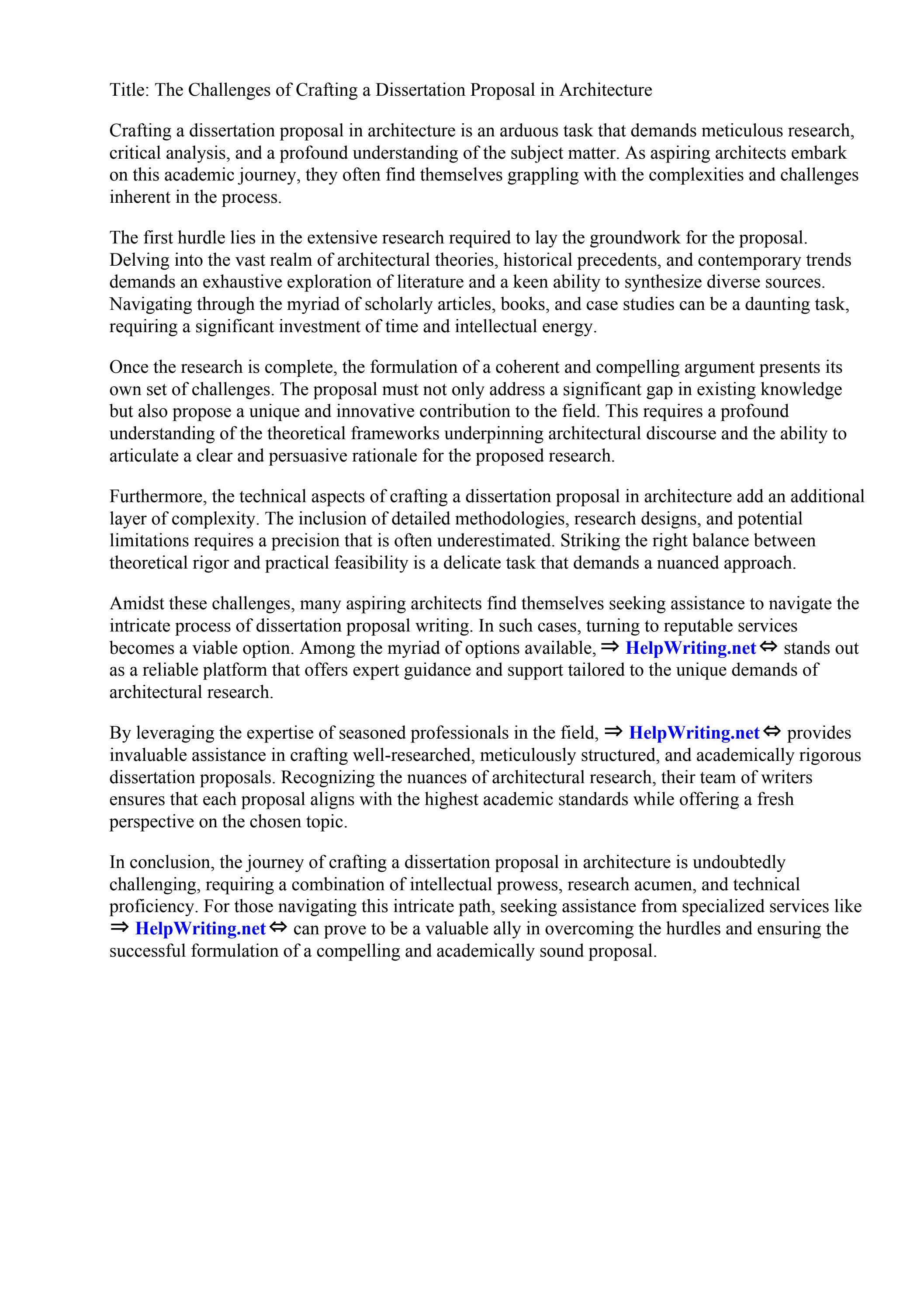 Dissertation Proposal In Architecture by Sue Francis - Issuu