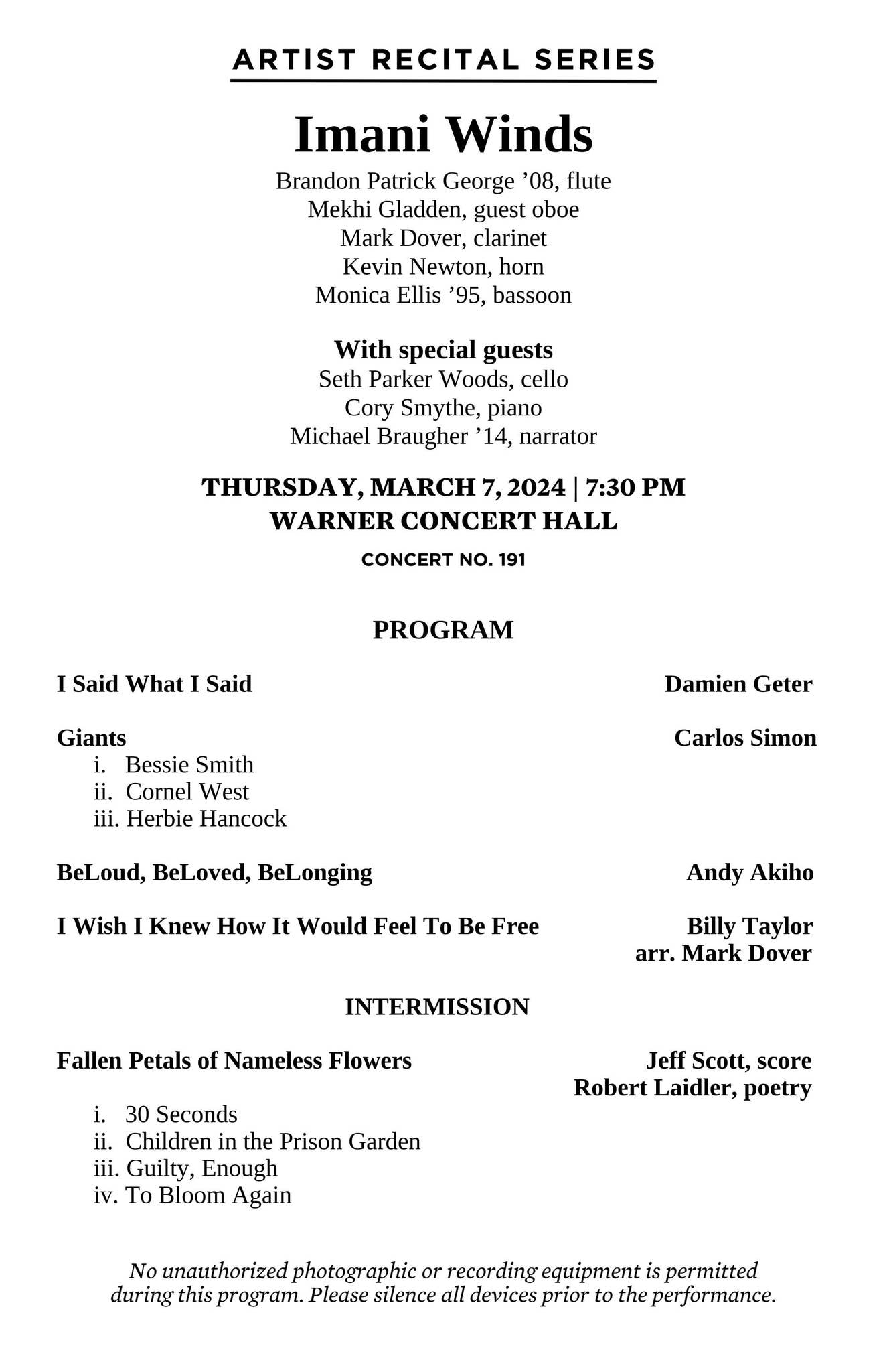 Imani Winds at Oberlin: March 7, 2024 by Oberlin College & Conservatory ...