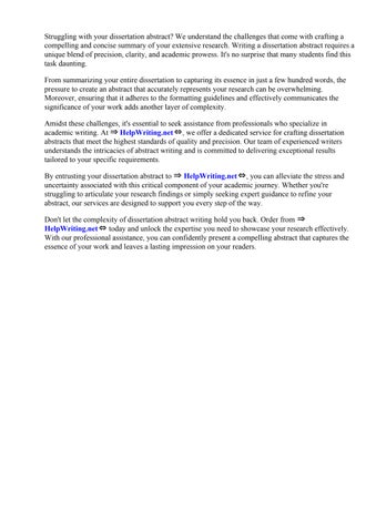 Dissertation Abstract Online by Samantha Parker - Issuu