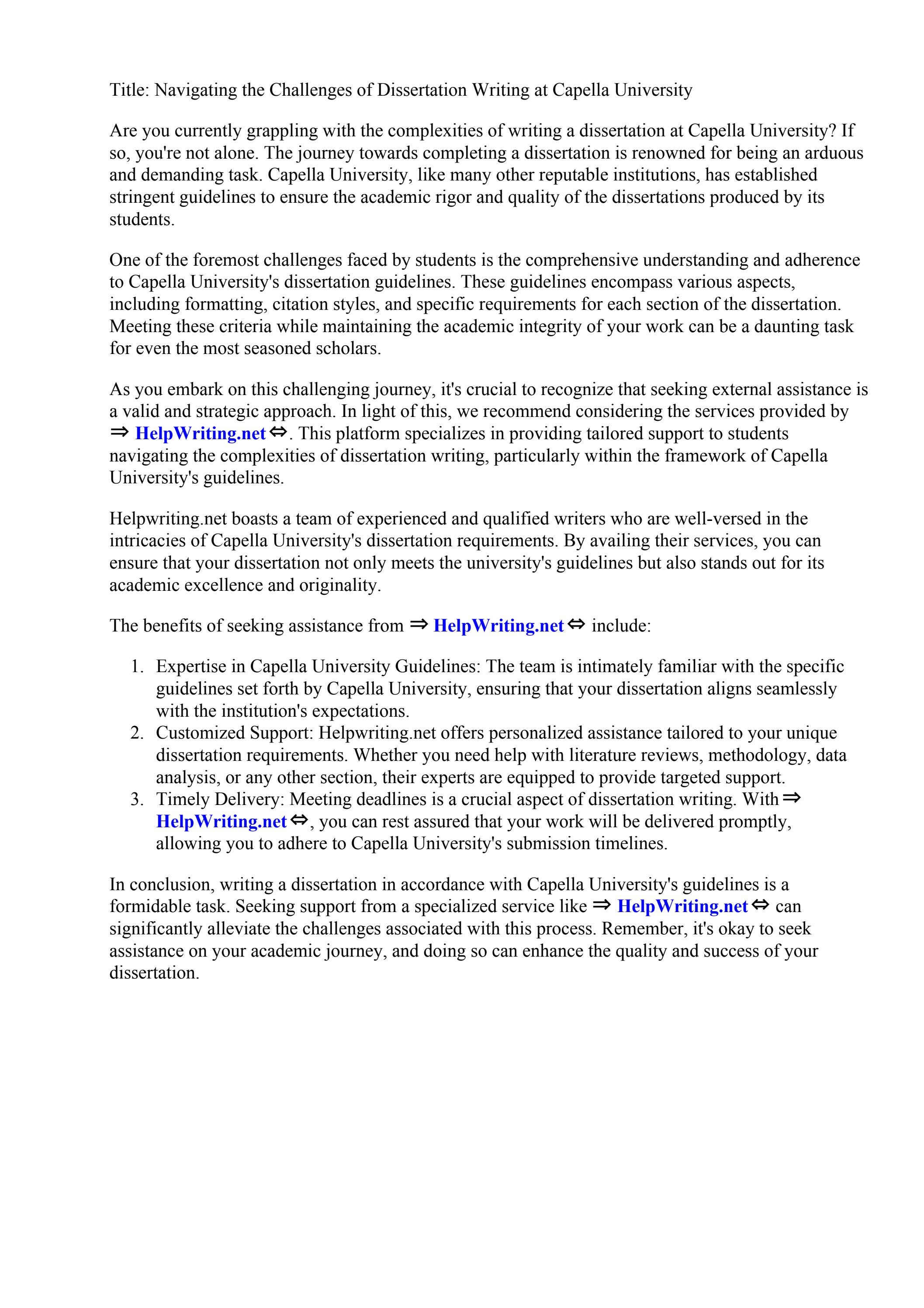 Capella University Dissertation Guidelines by Himabindu Bock - Issuu