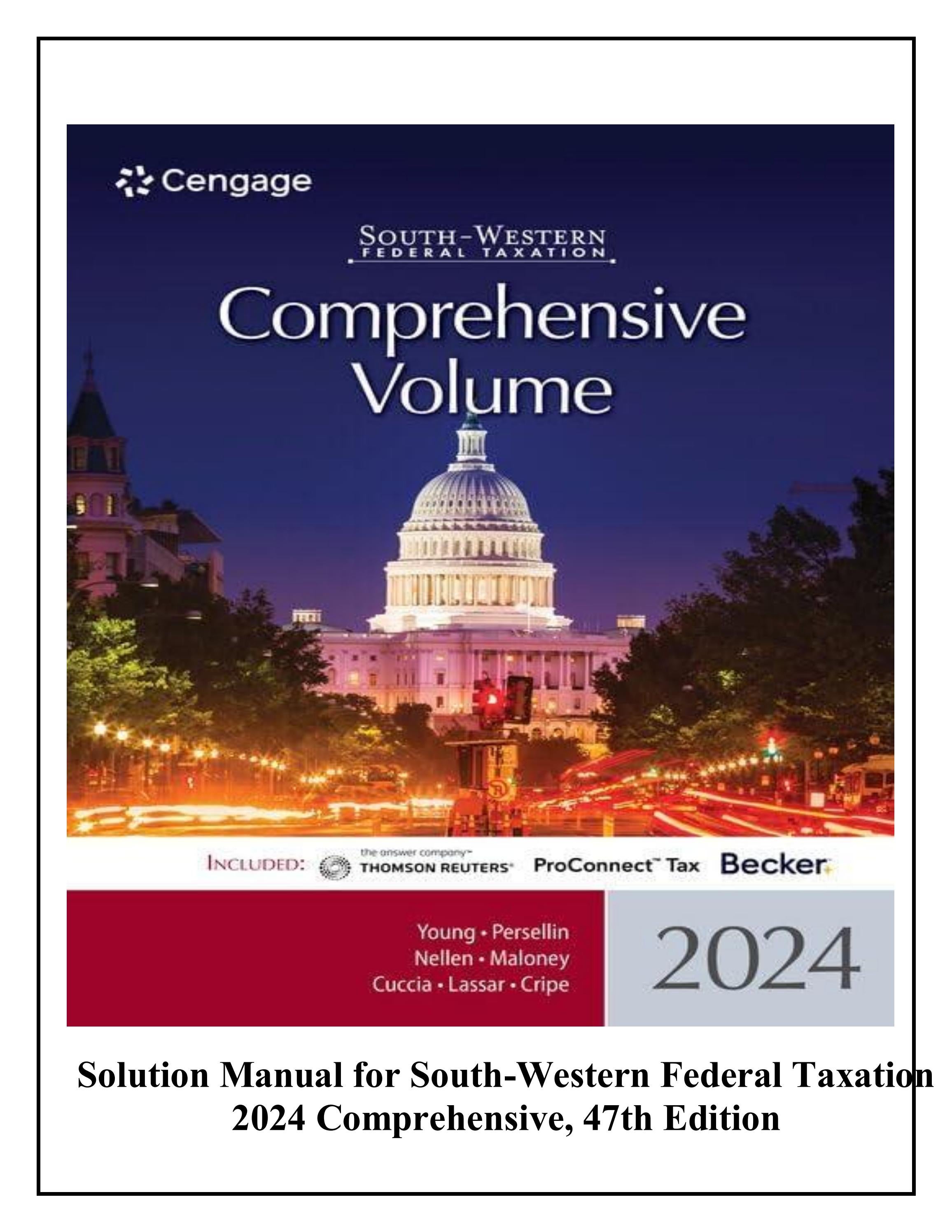 Solution Manual For South Western Federal Taxation 2024 Comprehensive 47th Edition By 