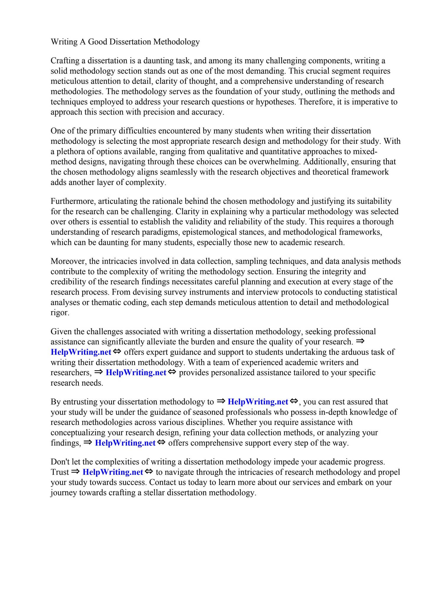 Writing A Good Dissertation Methodology by Sara Rome - Issuu