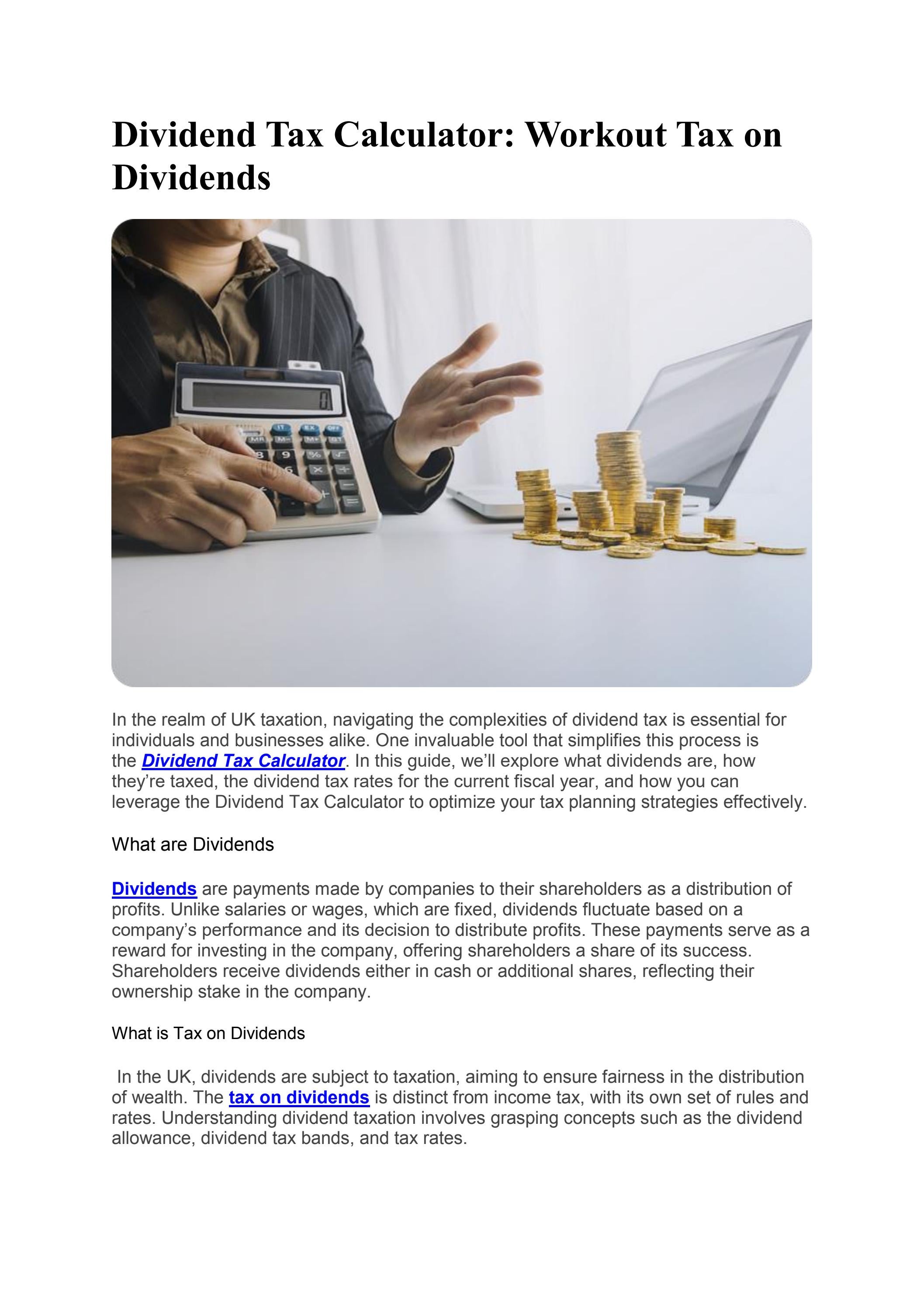 Dividend Tax Calculator: Workout Tax on Dividends by GoForma - Issuu
