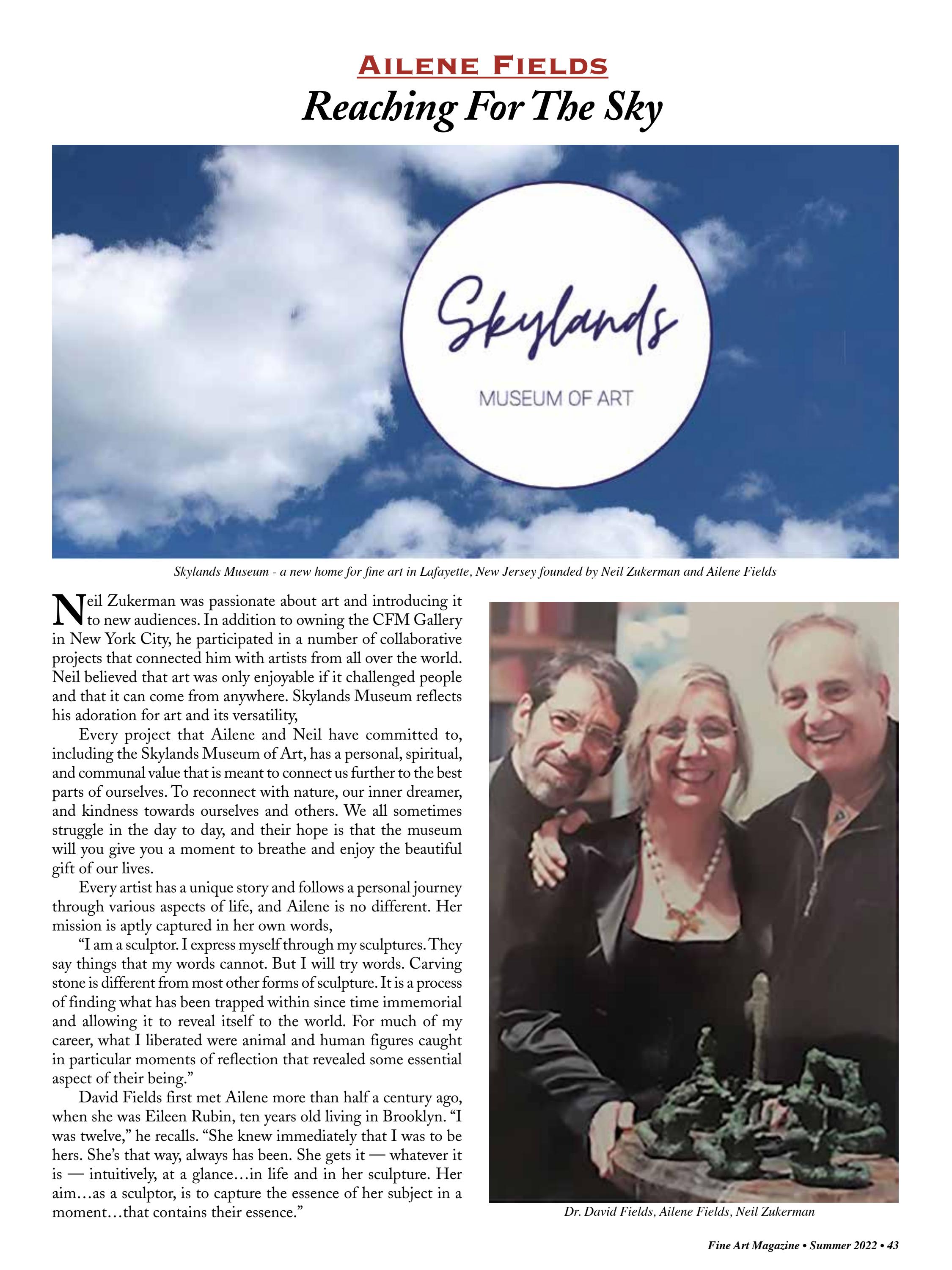 Ailene Fields Skylands Museum Reaches For The Sky by Fine Art Magazine ...