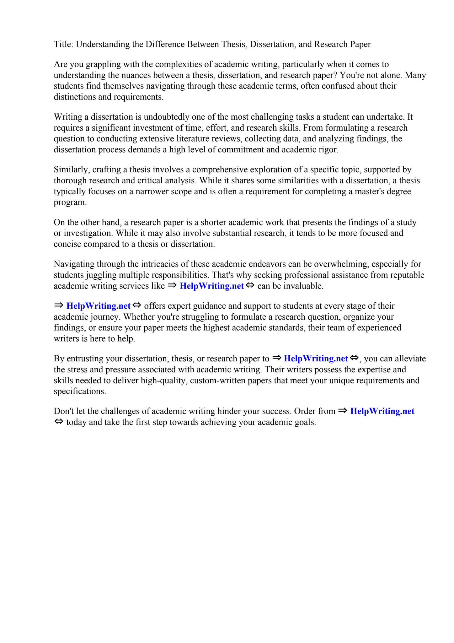 Difference Between Thesis Dissertation And Research Paper by Amanda ...