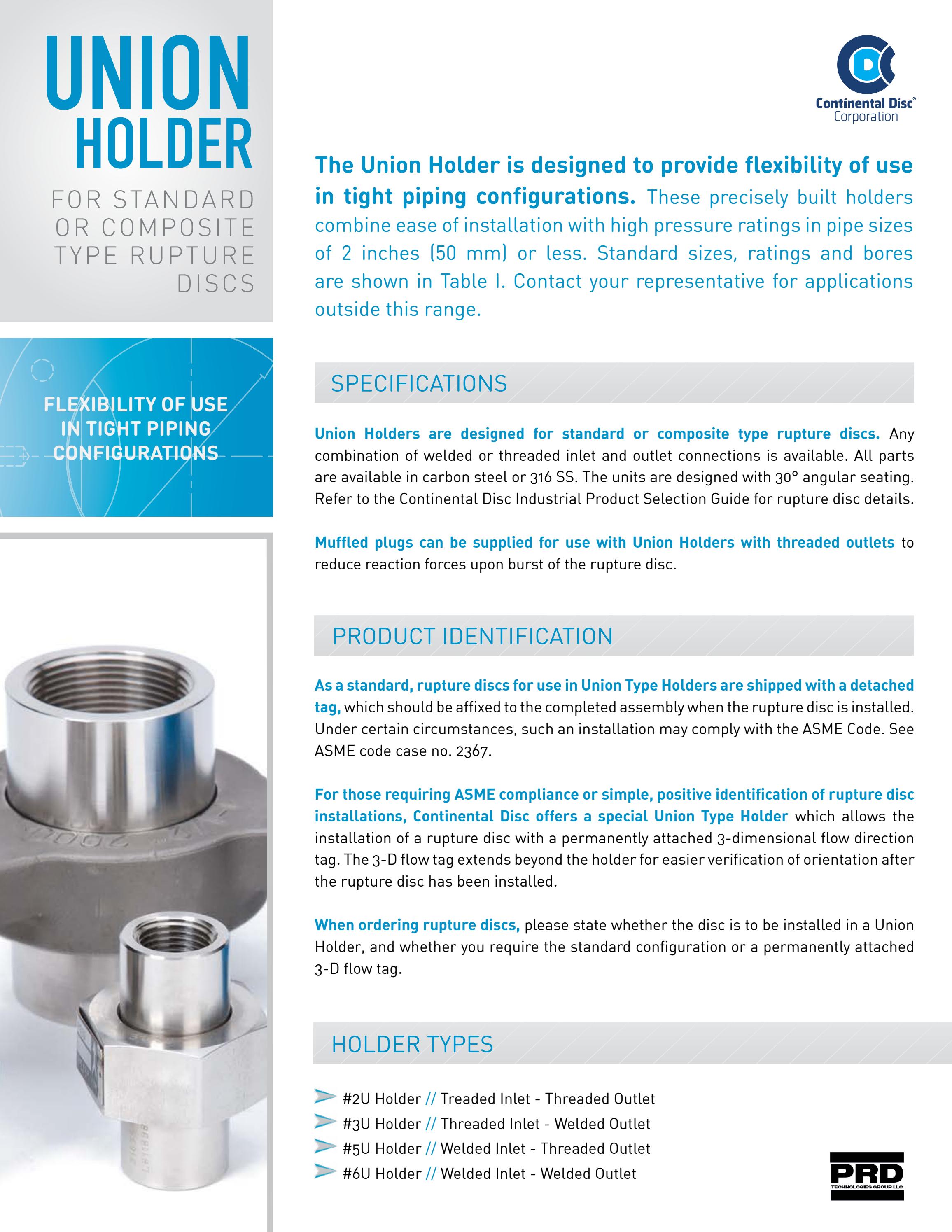 CDC Union Style Rupture Disc Holders by prdtechgroup.com - Issuu