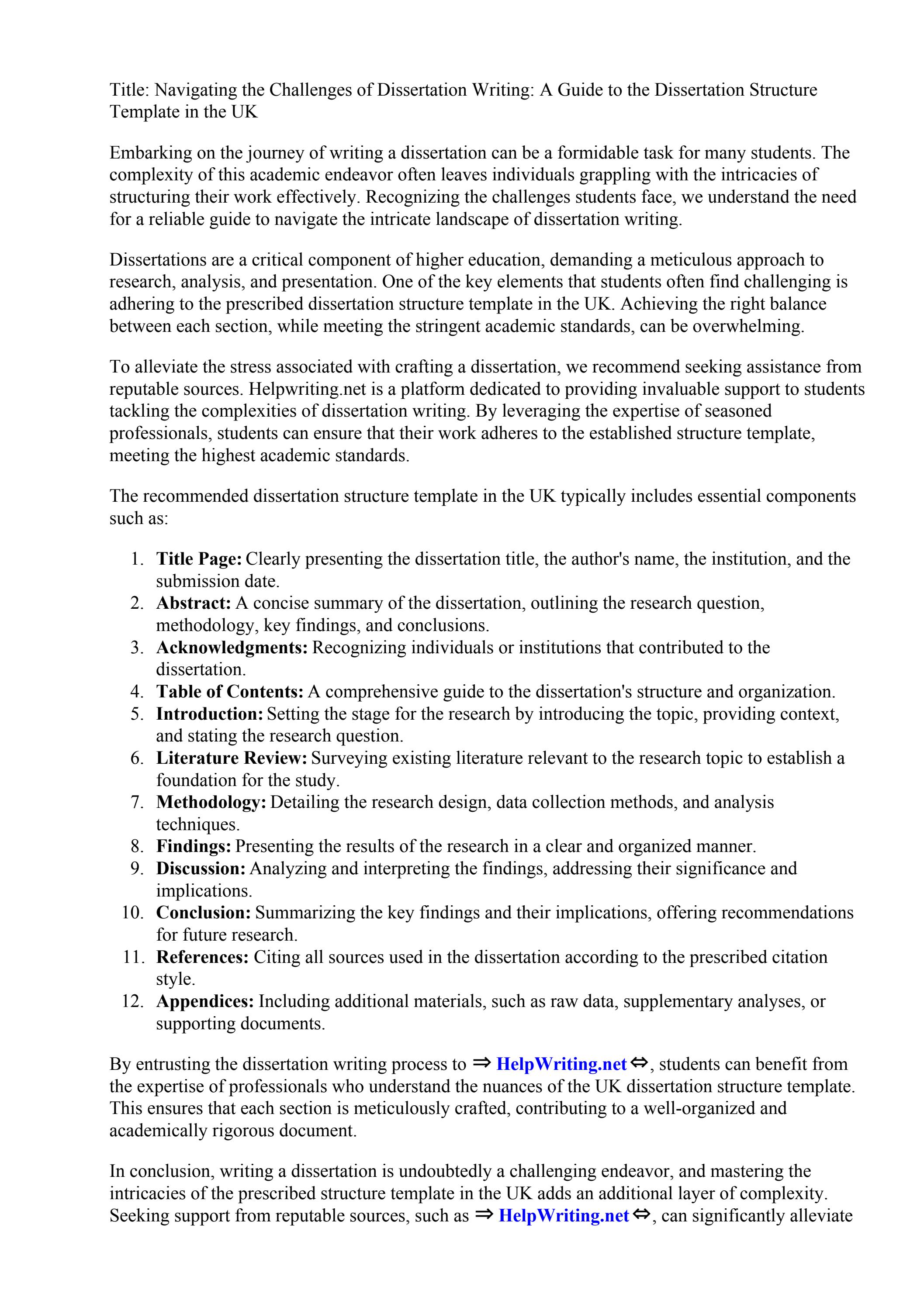 Dissertation Structure Template Uk By Courtney Powell Issuu