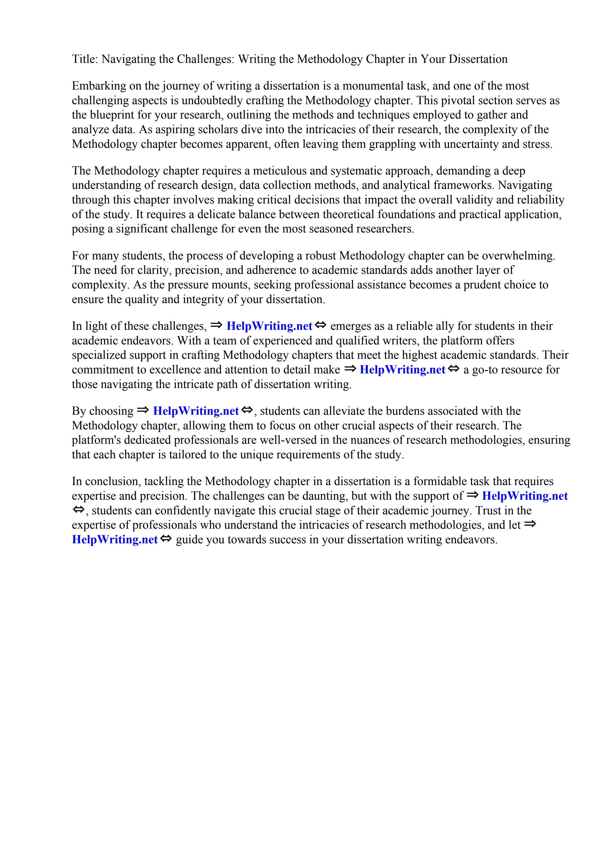 How To Write Methodology Chapter In Dissertation by Rosie Benson - Issuu