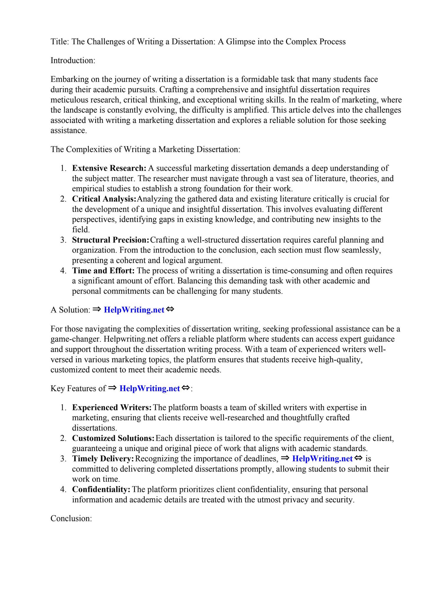 Free Marketing Dissertation Examples by Melissa Thomas - Issuu