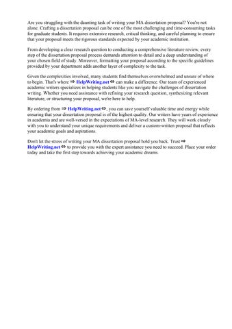 Ma Dissertation Proposal Template by Dana Johnson - Issuu