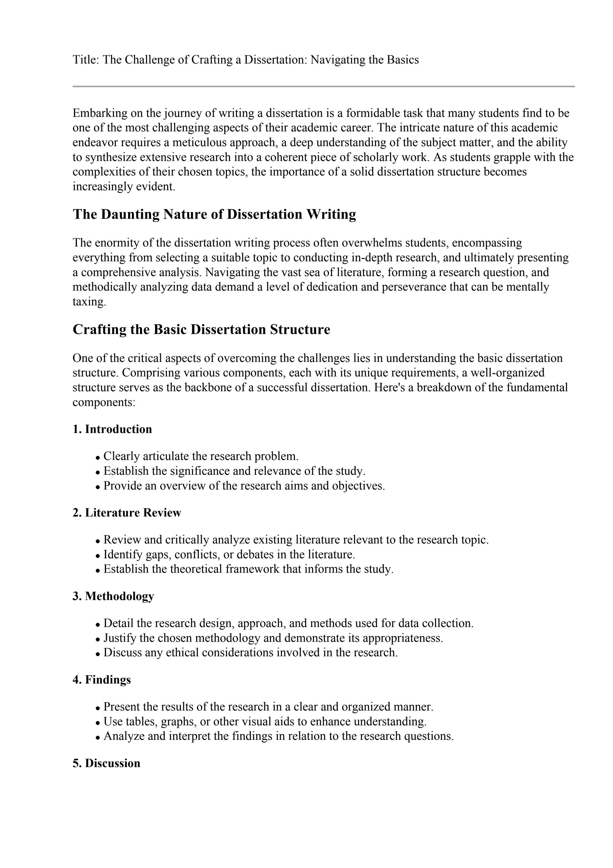 Basic Dissertation Structure By Shana Carter Issuu