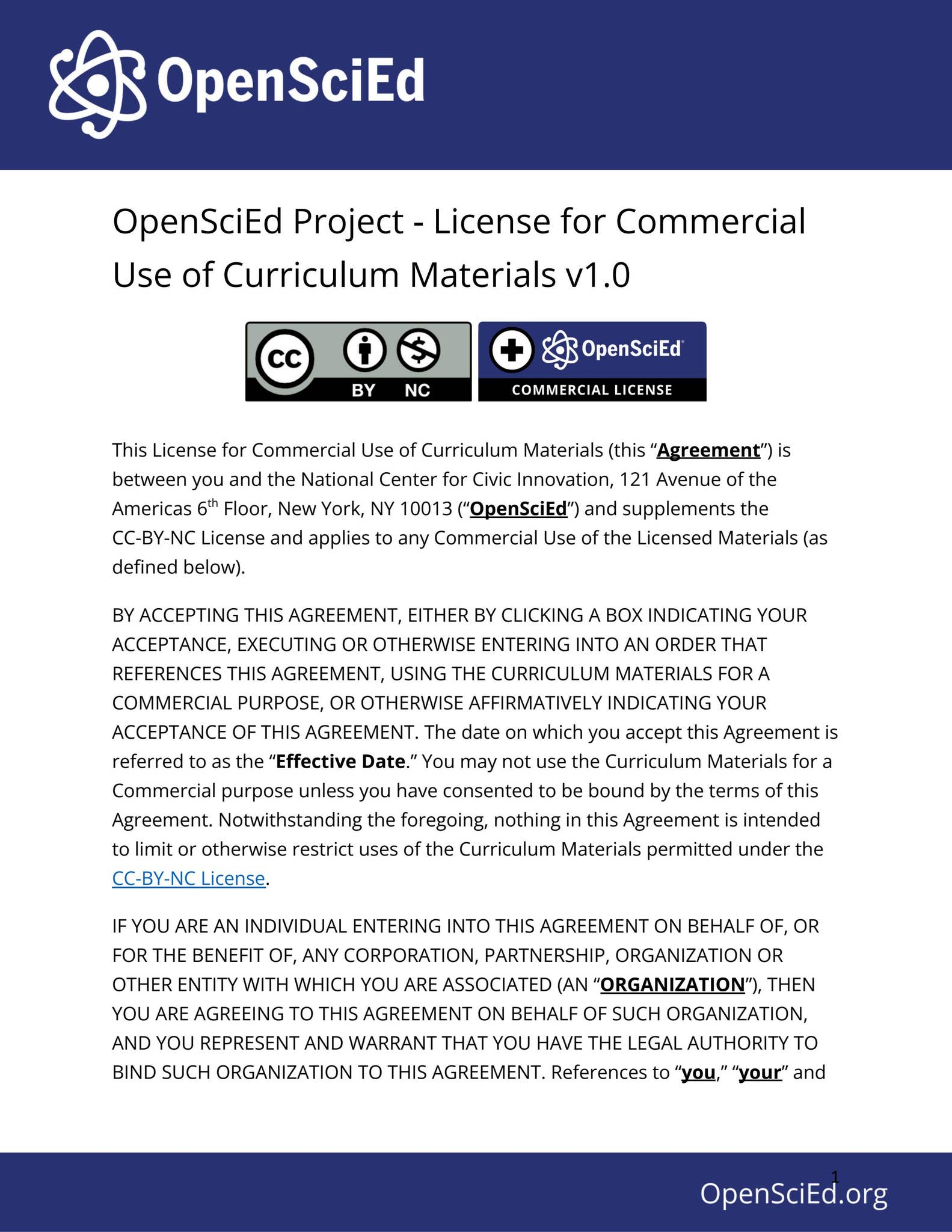 OpenSciEd Project - License for Commercial Use of Curriculum Materials v1.0 by openscied - Issuu