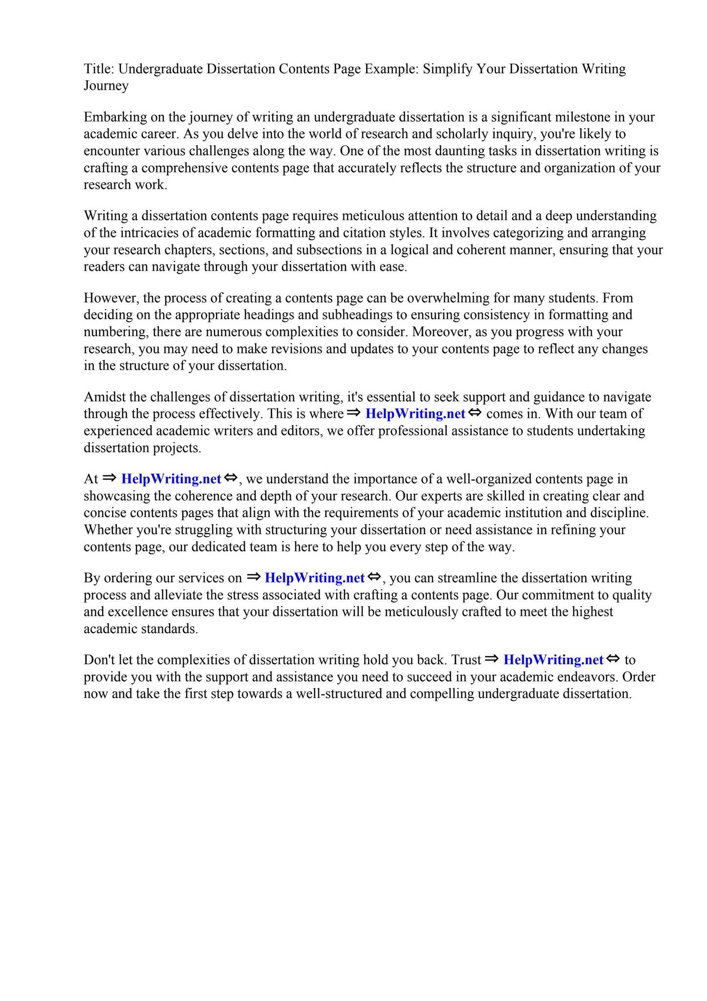 Undergraduate Dissertation Contents Page Example by Alicia Lewis - Issuu