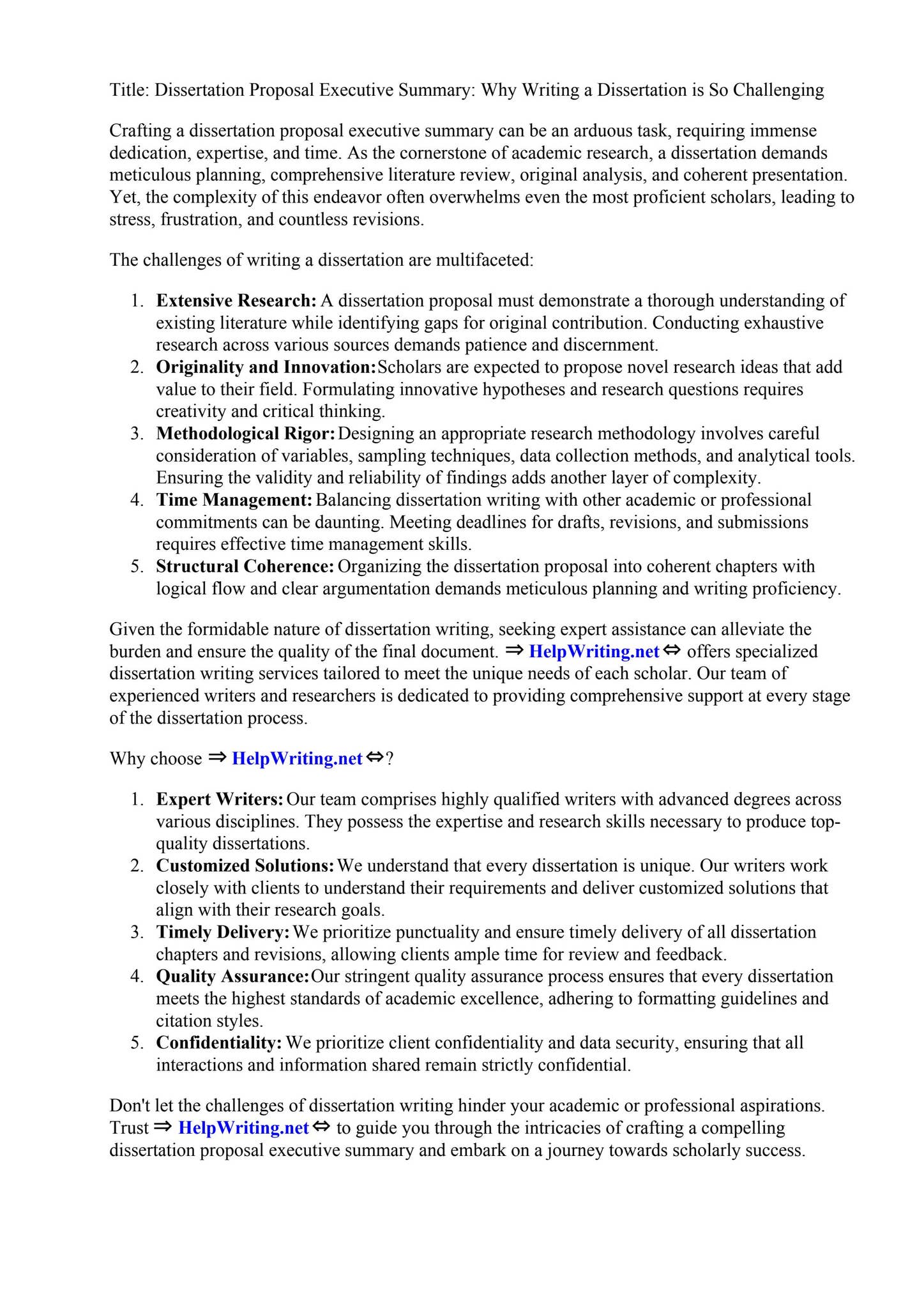 Dissertation Proposal Executive Summary by Maria Jimenez - Issuu