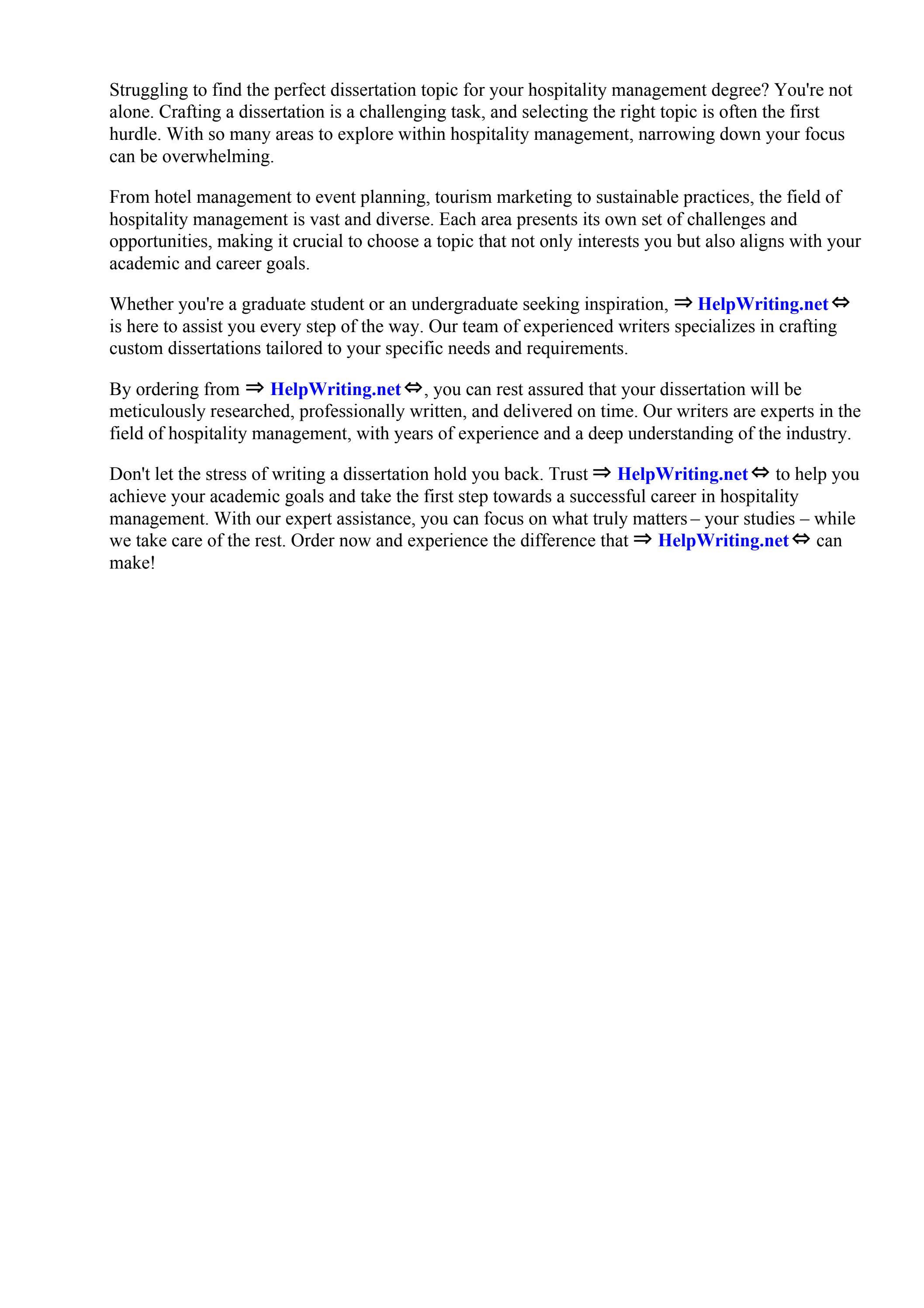 Dissertation Topics For Hospitality Management by Mandy Marshall - Issuu