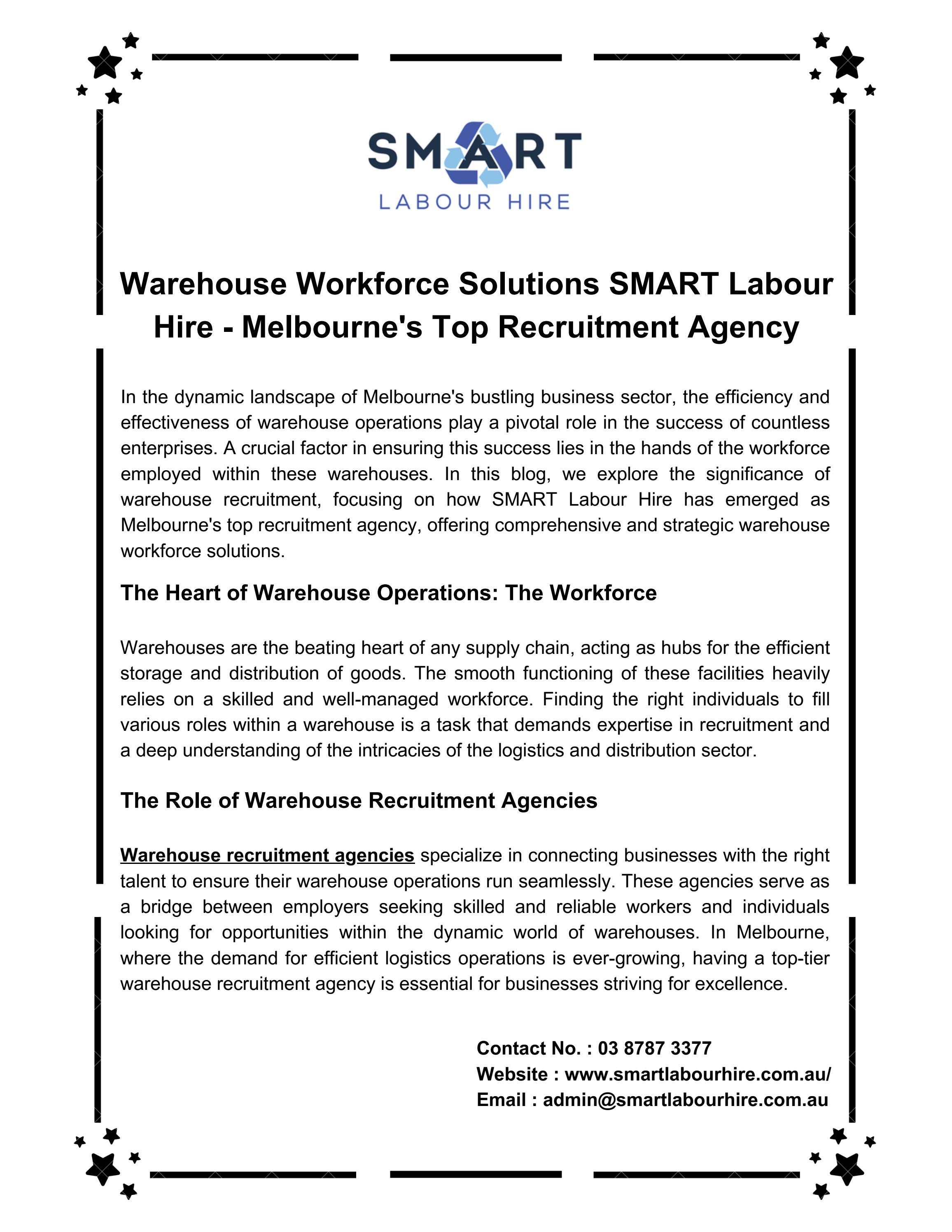 Warehouse Workforce Solutions SMART Labour Hire - Melbourne's Top ...