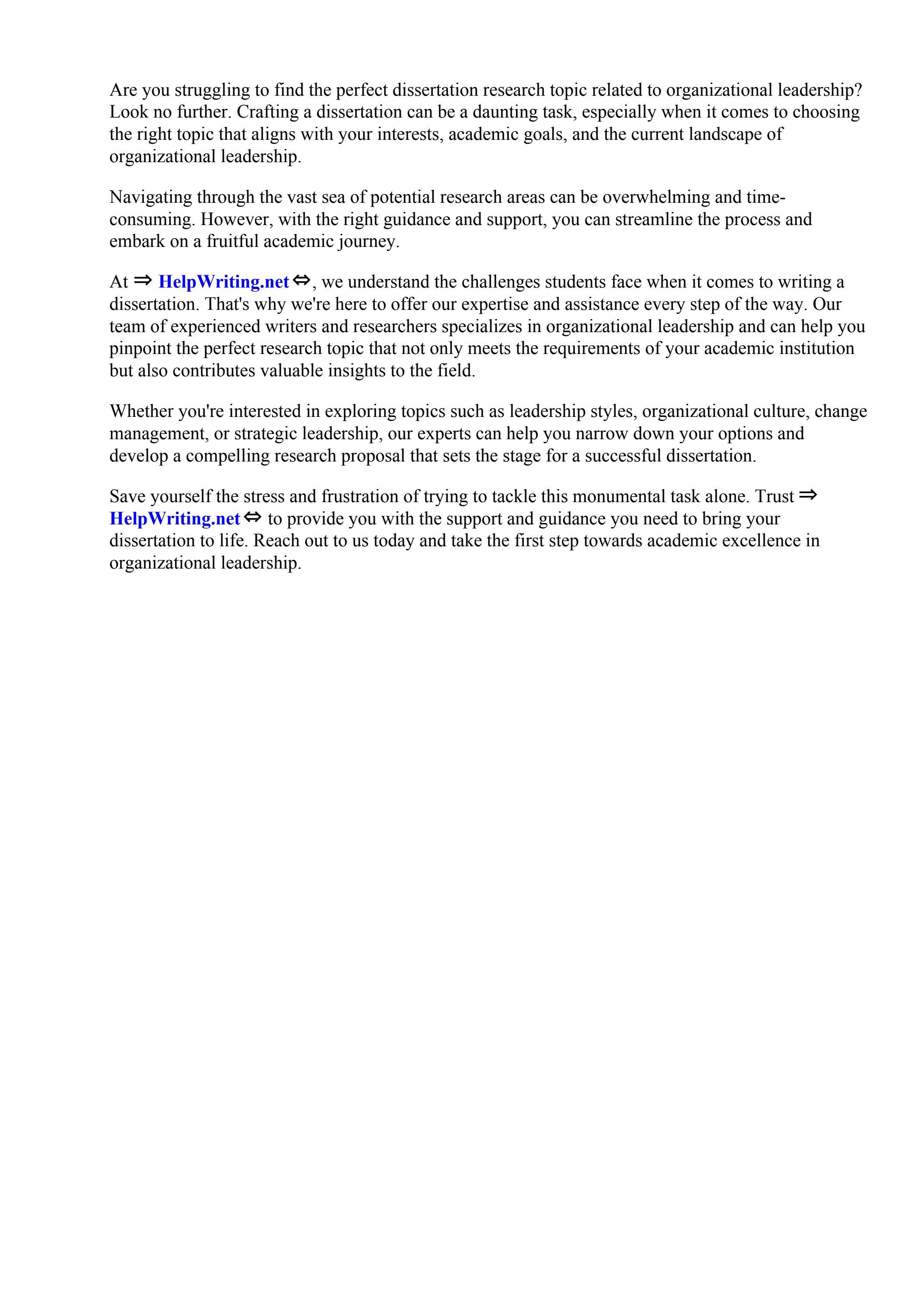 Dissertation Research Topics Related To Organizational Leadership by ...