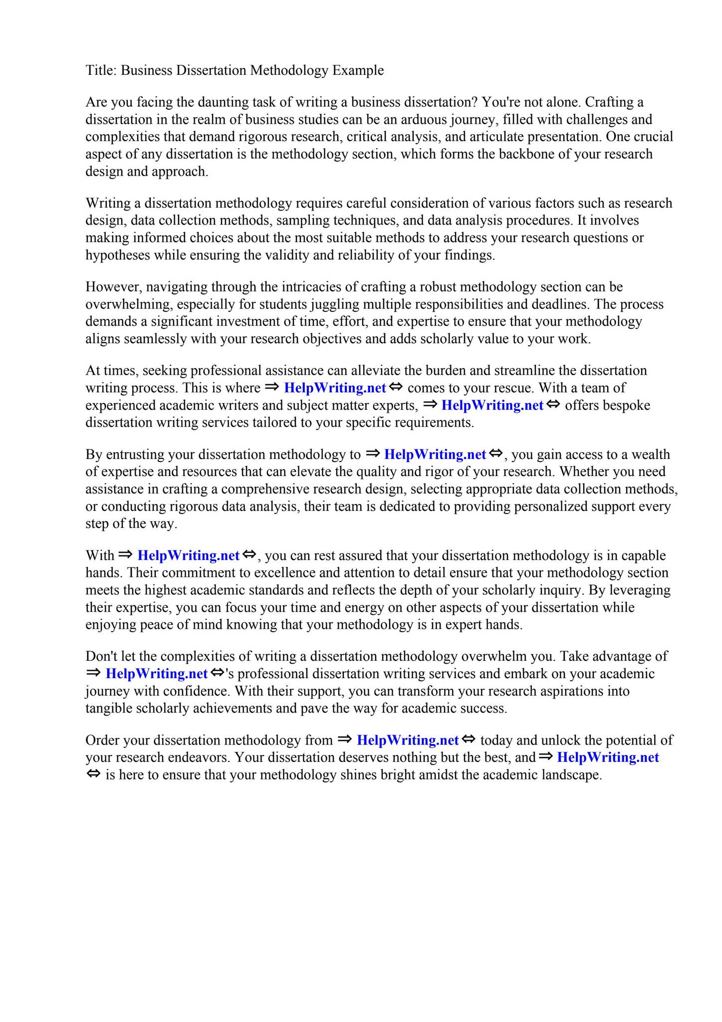 Business Dissertation Methodology Example by Jana Campbell - Issuu