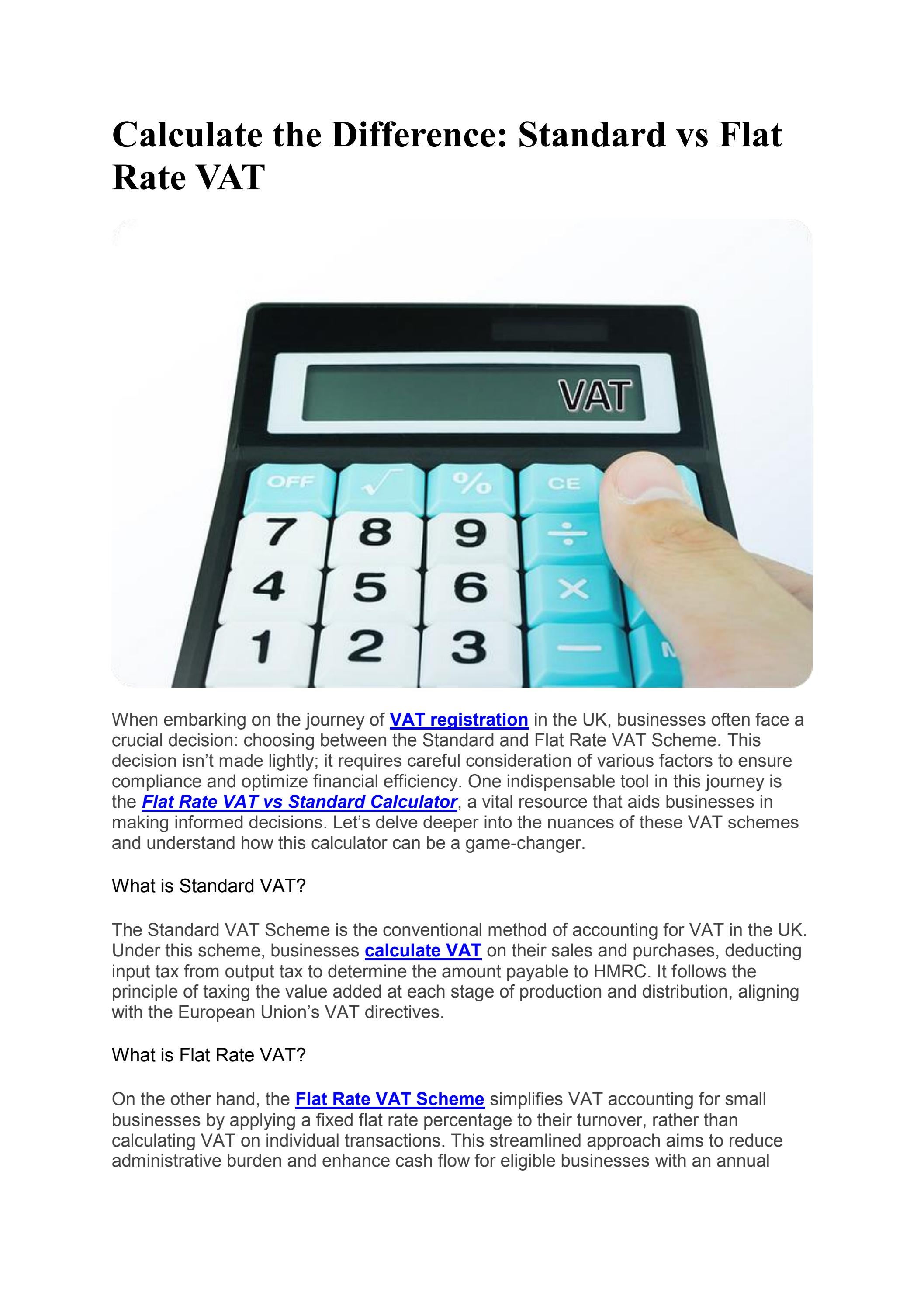 Calculate the Difference: Standard vs Flat Rate VAT by GoForma - Issuu