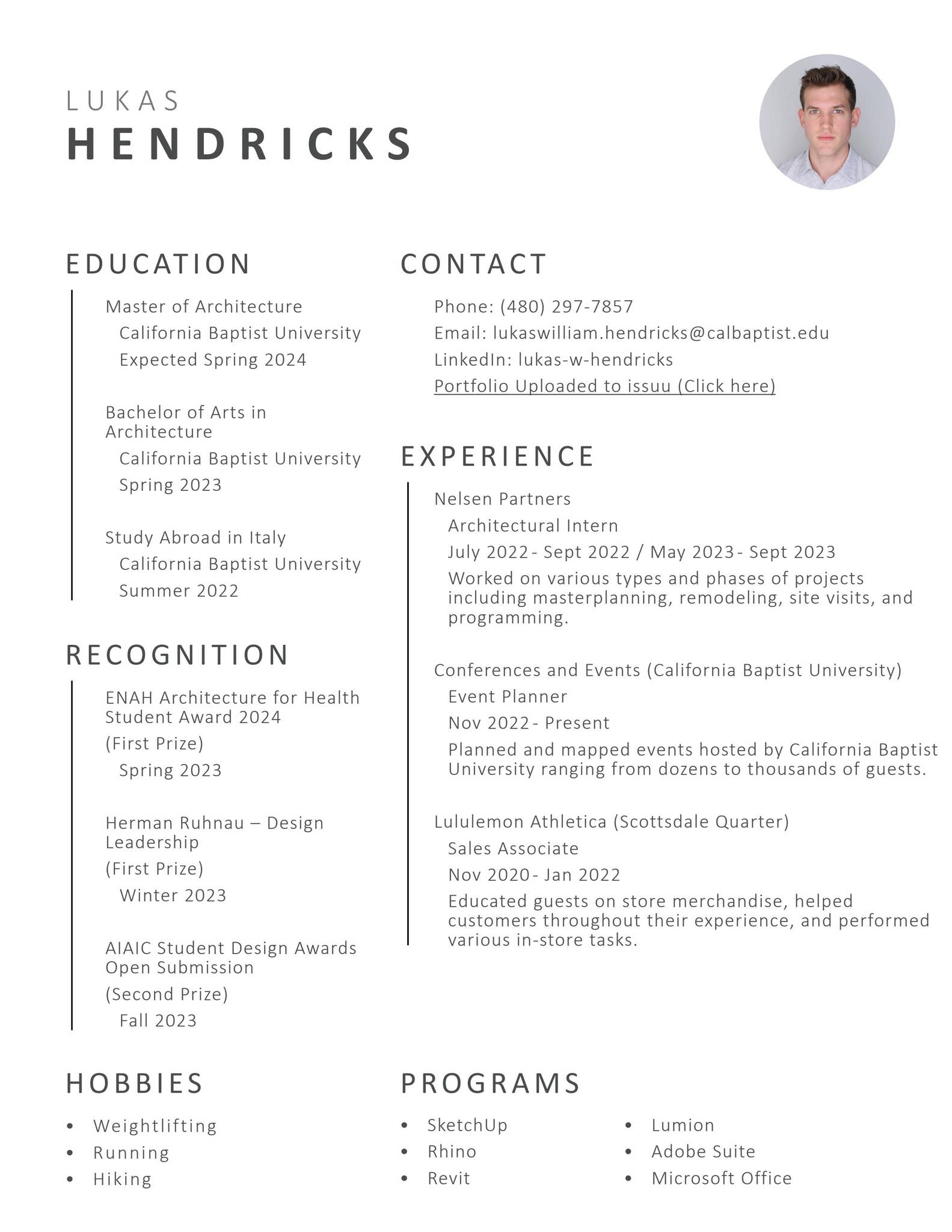 Hendricks, Lukas - Resume by lukashendricks - Issuu