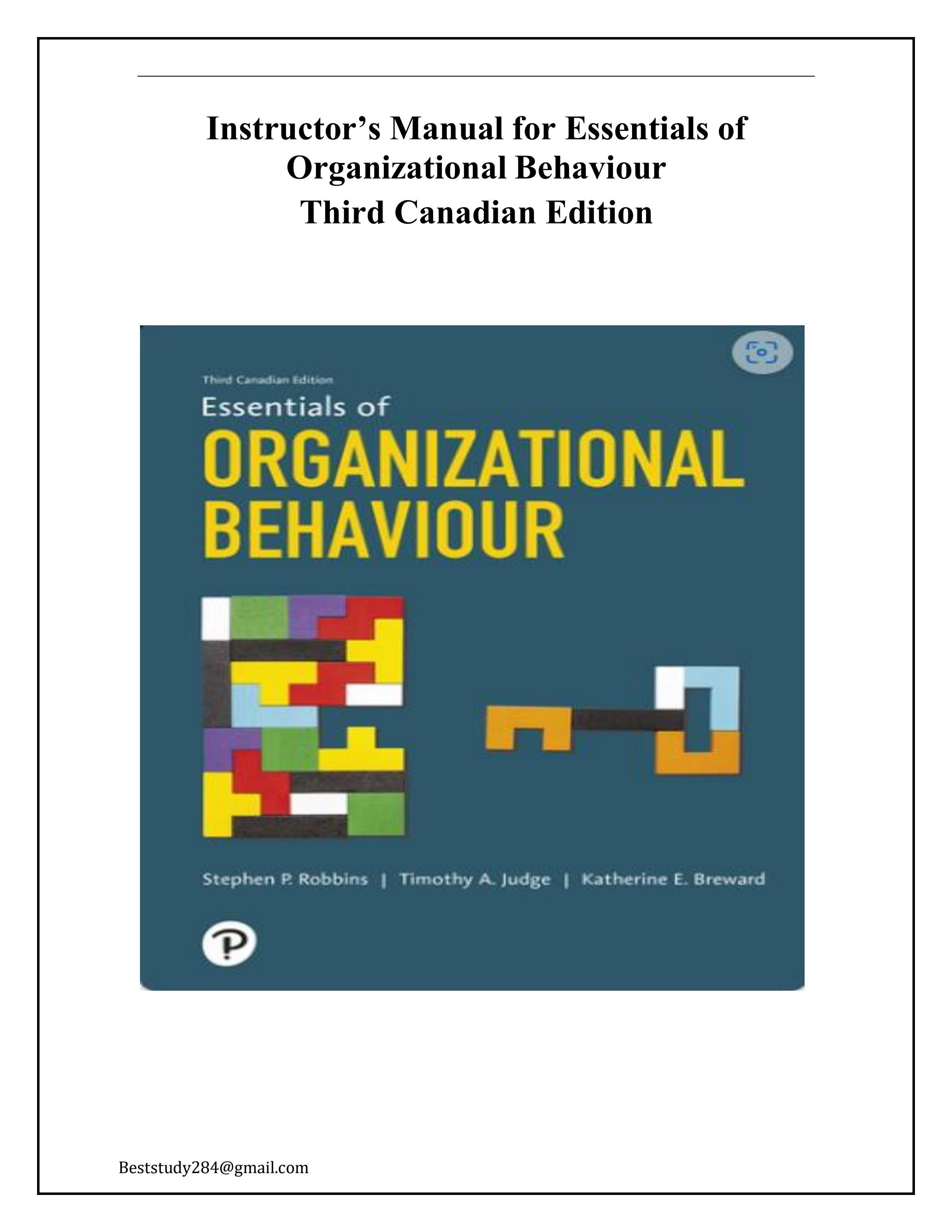 Instructor's Manual for Essentials of Organizational Behaviour 3rd ...