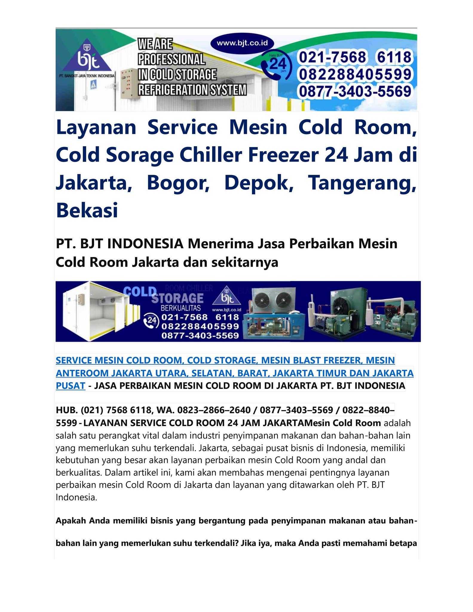 SERVICE MESIN COLD ROOM, COLD STORAGE, BLAST FREEZER DI BOGOR by roni ...