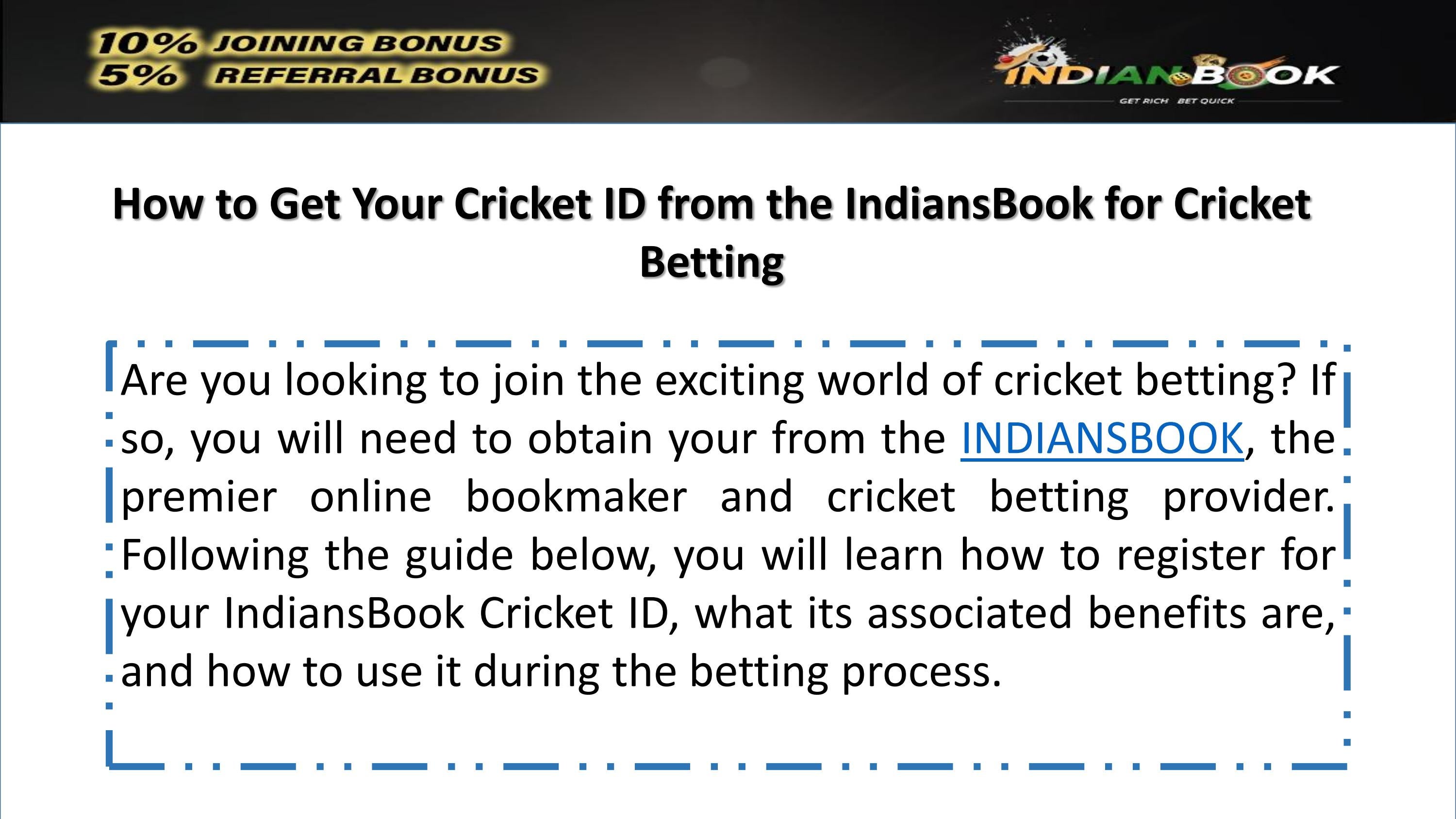 How to Get Your Cricket ID from the IndiansBook for Cricket Betting by ...