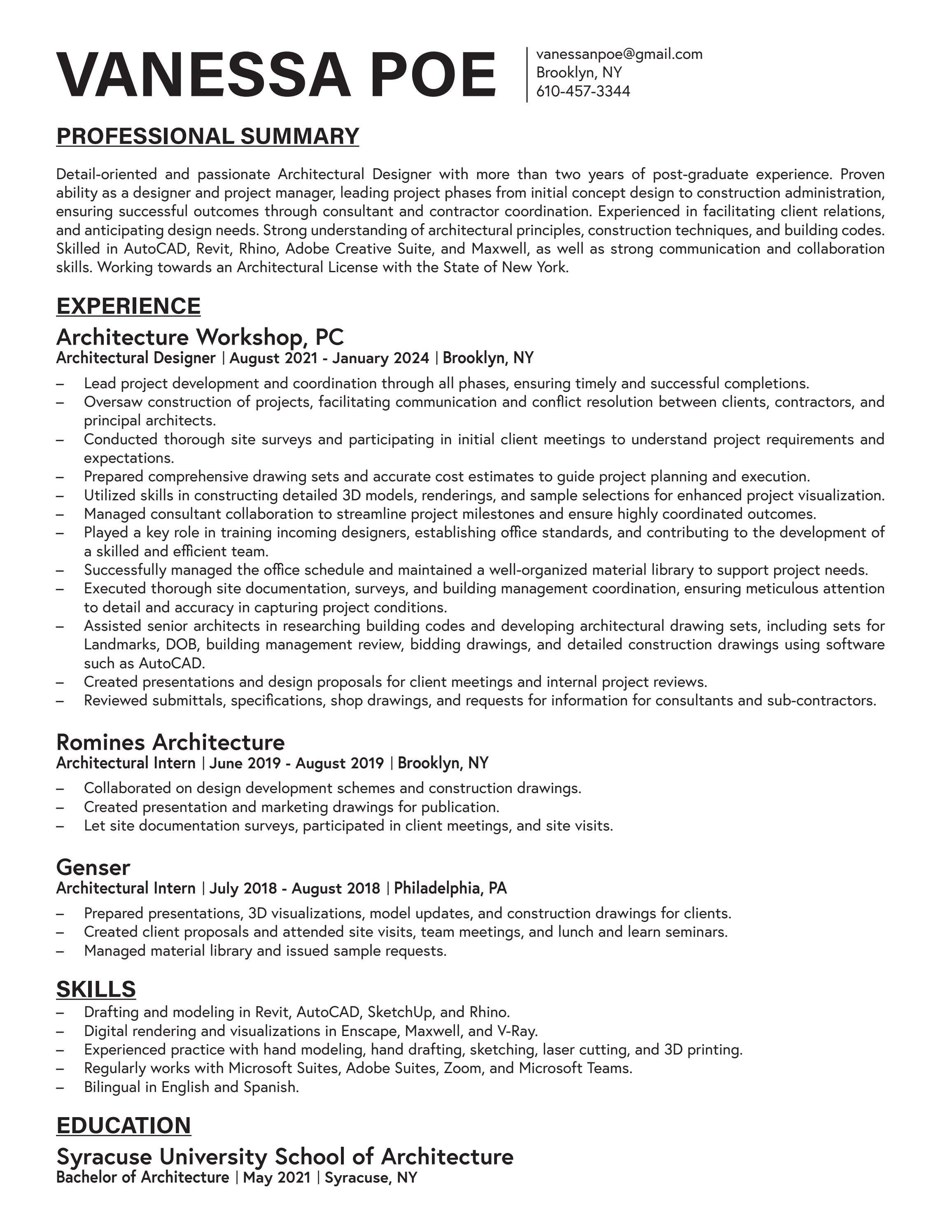 Resume by Vanessa Poe - Issuu