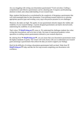 Cover Letter Dissertation Questionnaire by Nikki Smith - Issuu